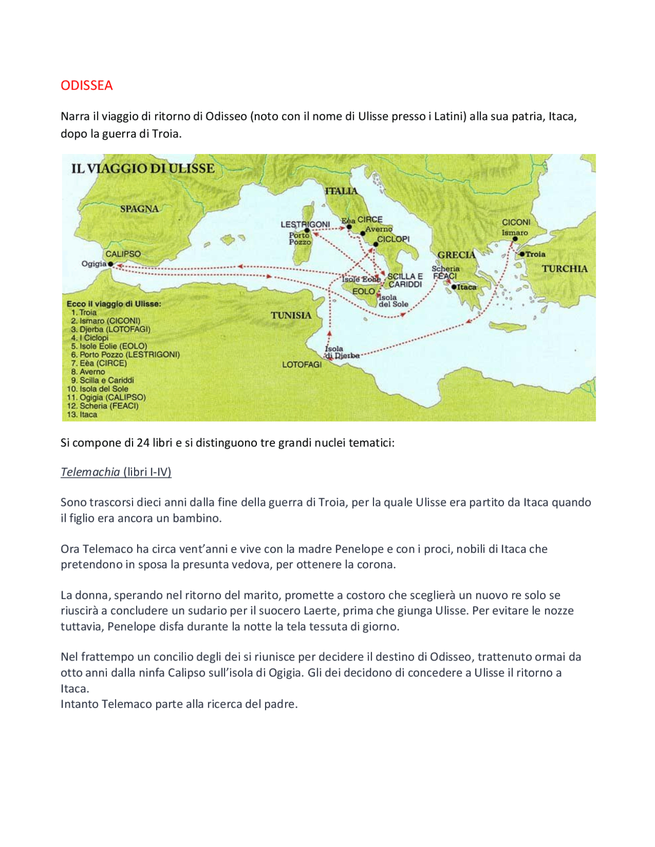 Odissea Sintesi E Schema Docsity