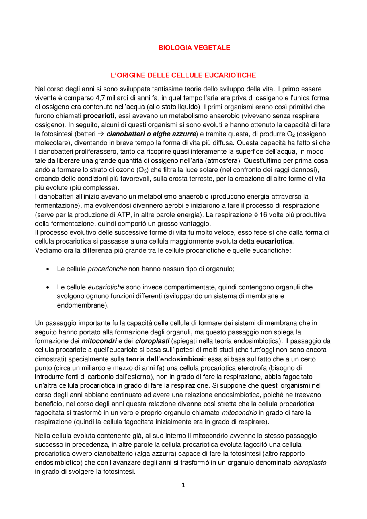 Appunti Biologia Vegetale Secondo Anno Ctf Unimore Docsity