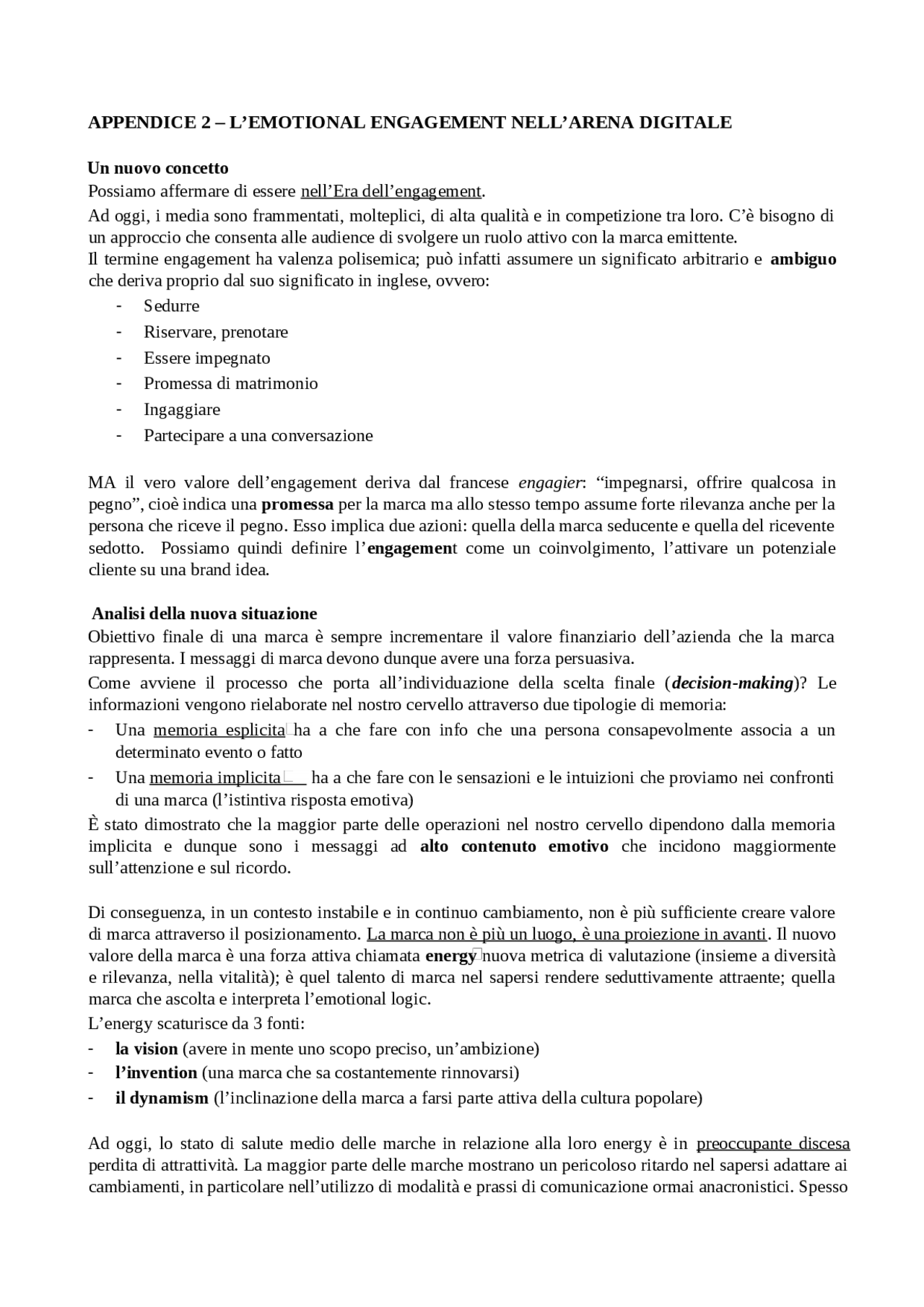 Riassunto Strategia In Pubblicità Appendice 2 Docsity