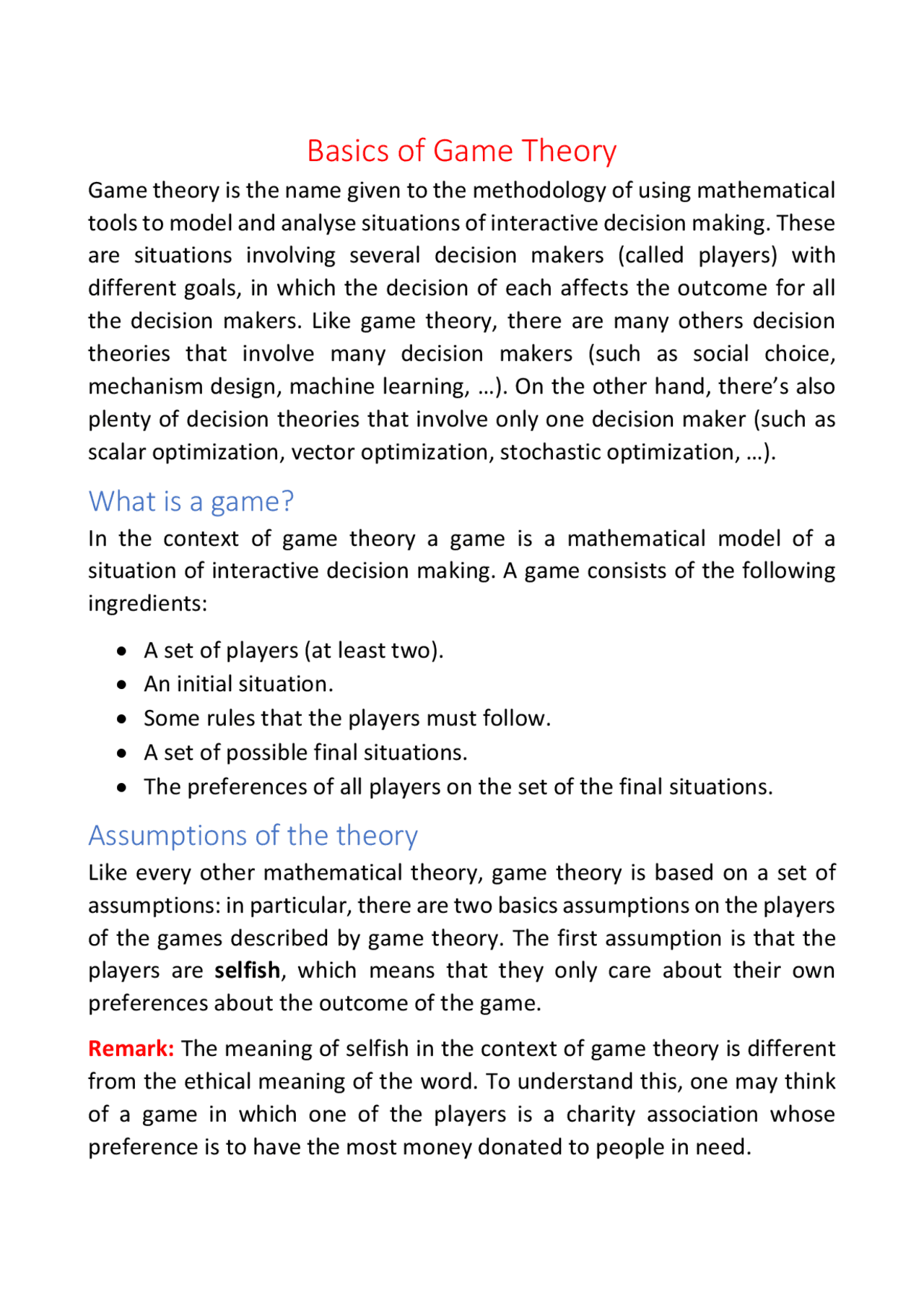 Appunti Di Game Theory Docsity