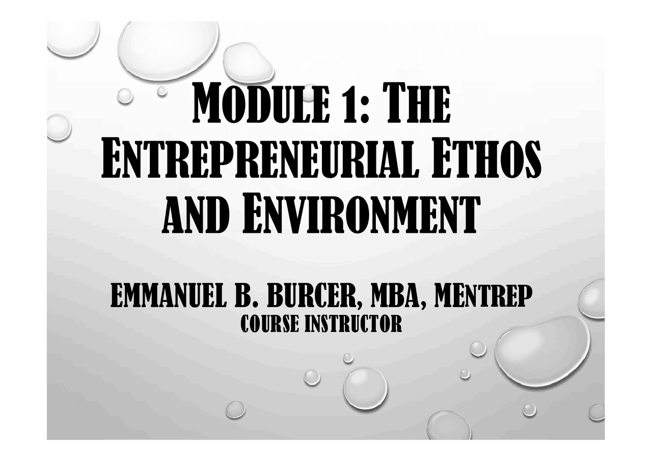Introduction To Entrepreneurship Docsity