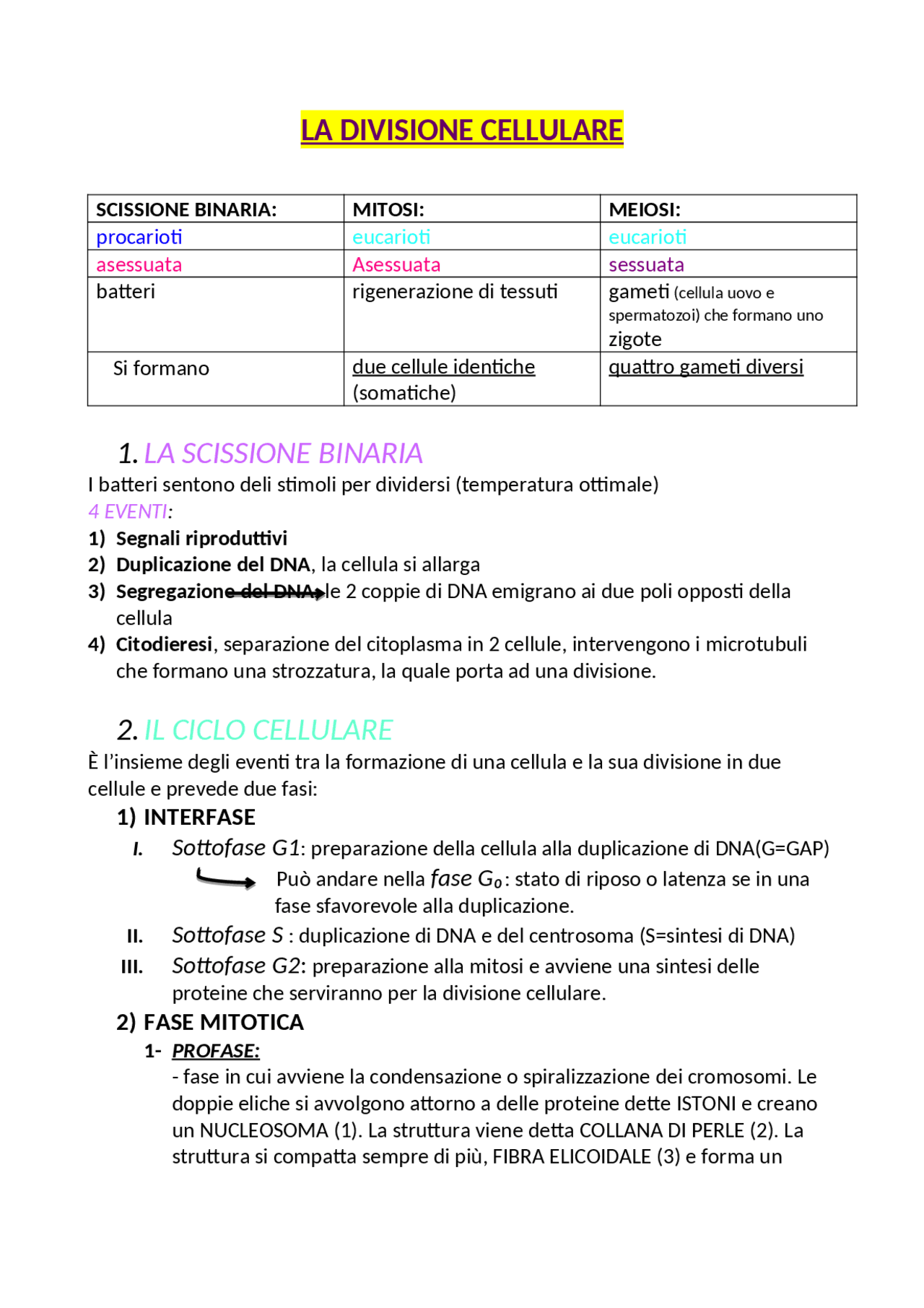 La Divisione Cellulare Docsity