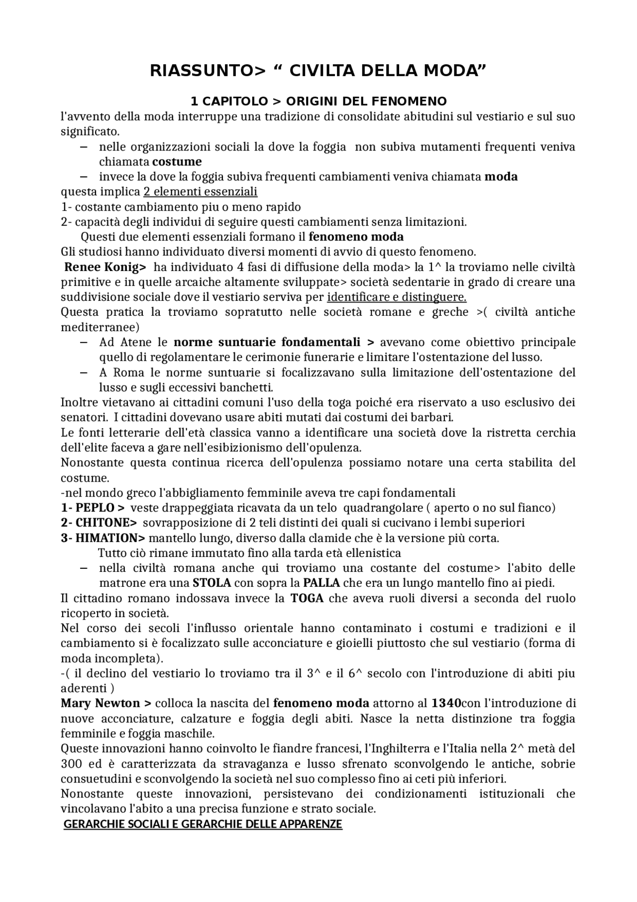 Civiltà Della Moda Riassunto Docsity