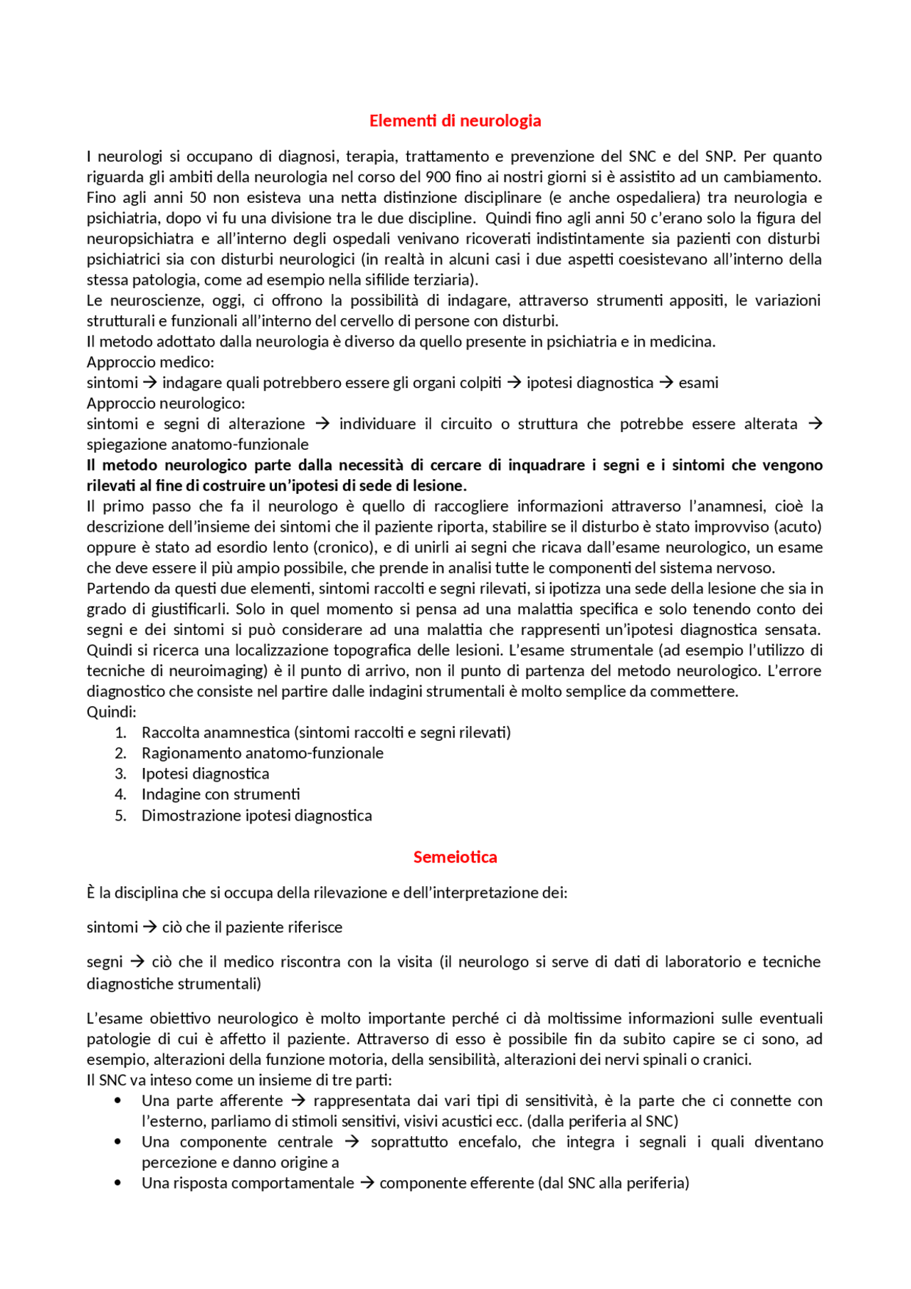 Elementi Di Neurologia Appunti Di Neurologia Docsity