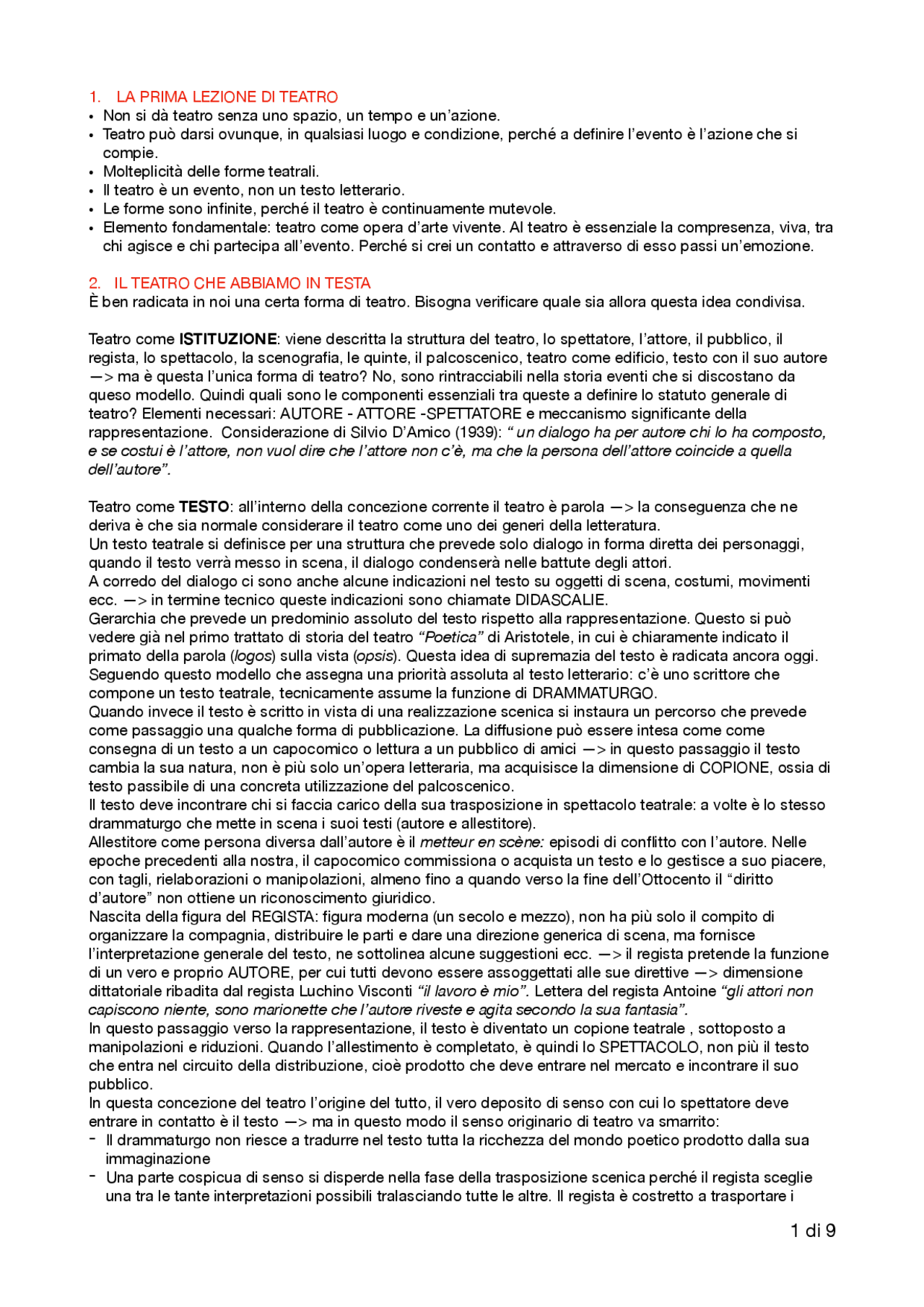 Riassunto Libro Prima Lezione Sul Teatro Allegri Docsity