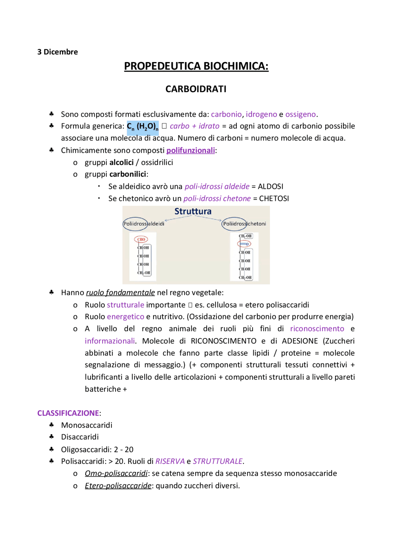Carboidrati Propedeutica Biochimica Docsity