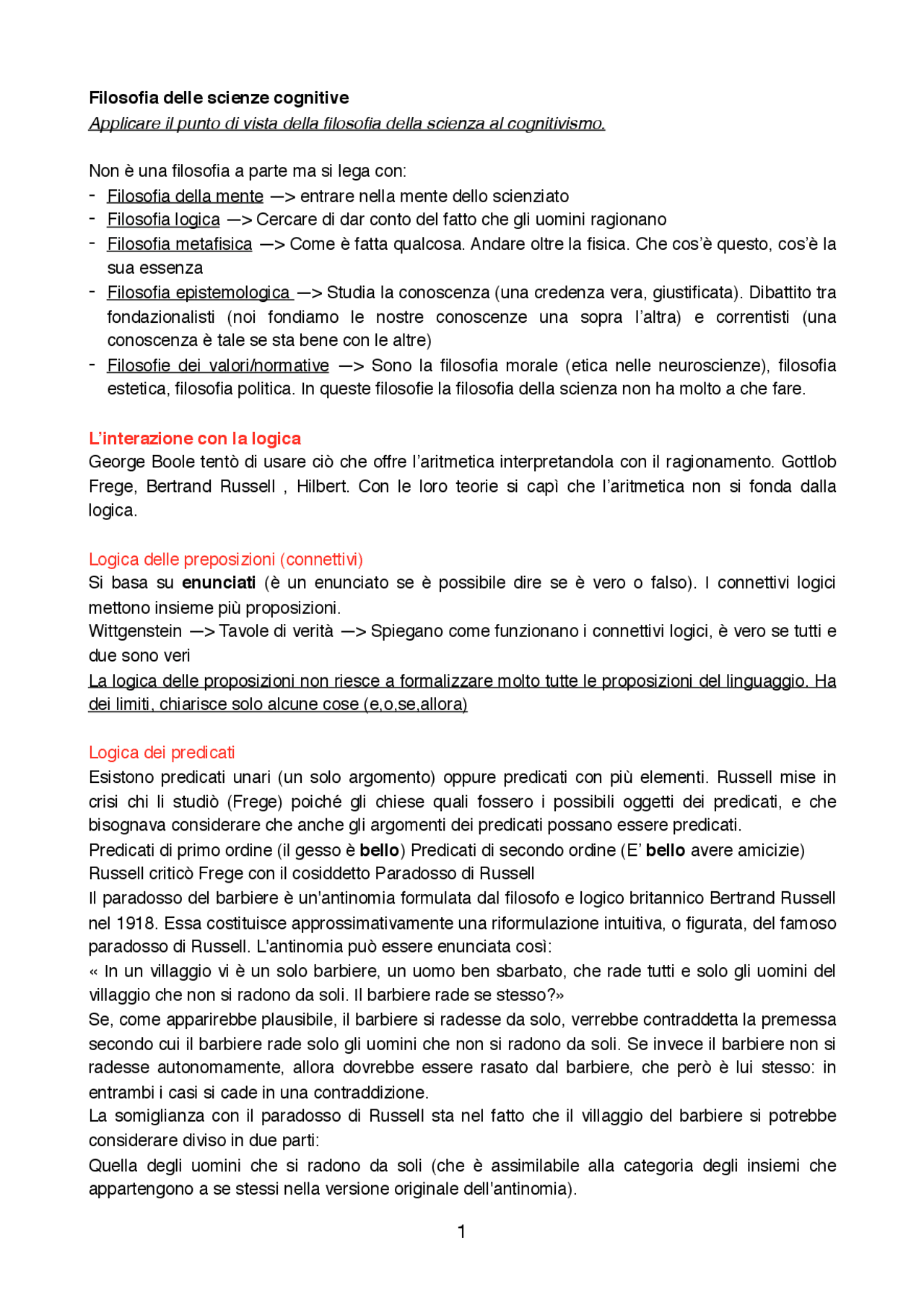 Filosofia Della Scienza Cognitiva Plebe Docsity