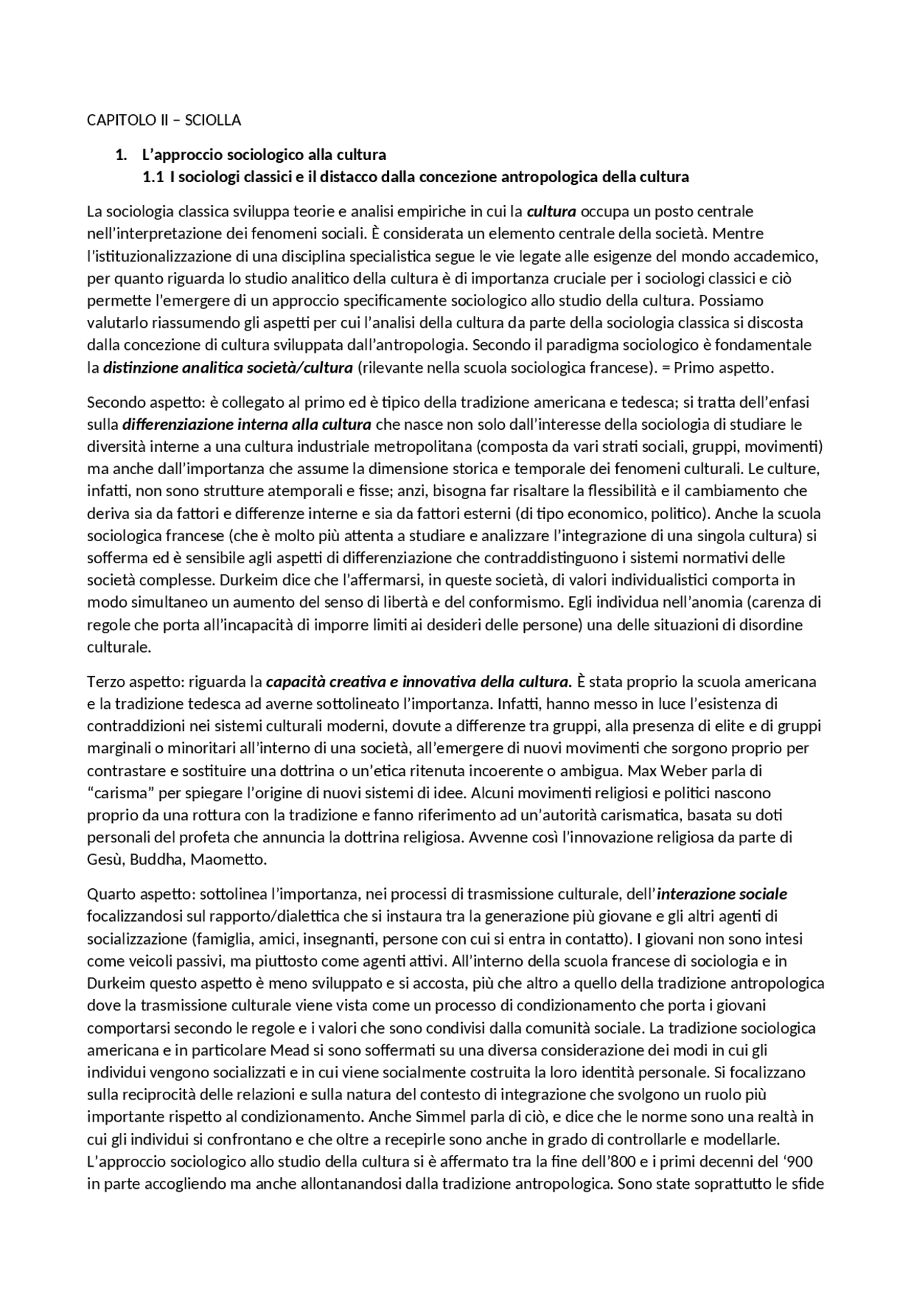 Sciolla Sociologia Dei Processi Culturali Docsity