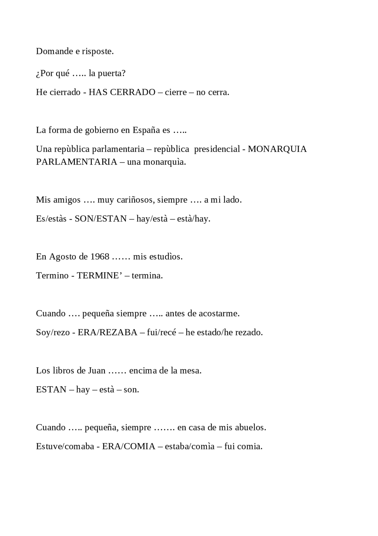 Esame Spagnolo Pegaso Lm47 Prove Desame Di Lingua Spagnola Docsity
