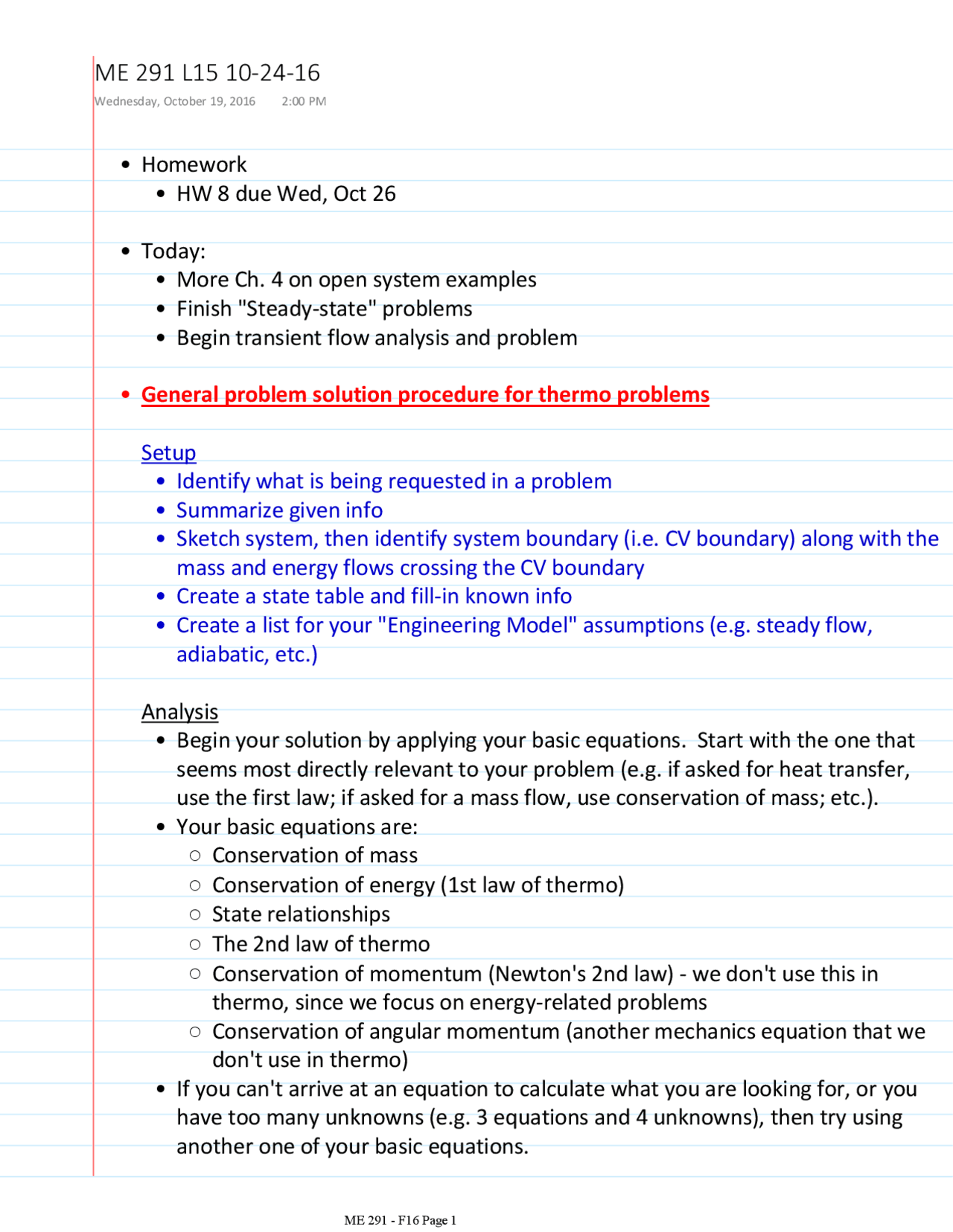ME 291 Power Plant Example Thermdynamics I - Docsity