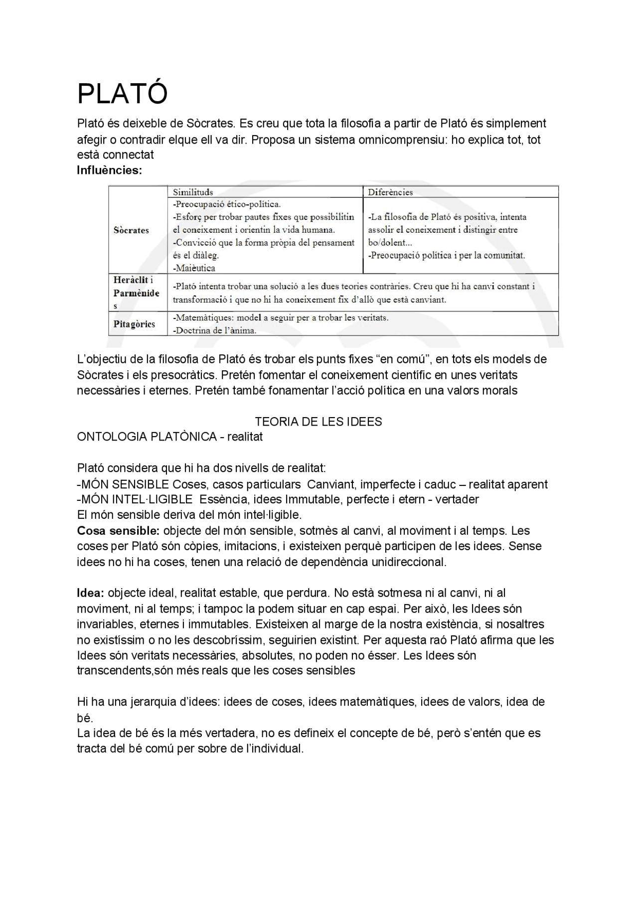 Resum Per A Exàmen De Plató Docsity