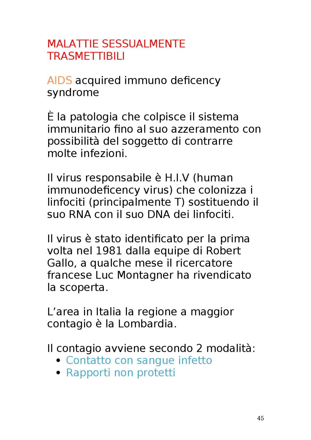 Malattie Sessuali E Trasmissioni Docsity