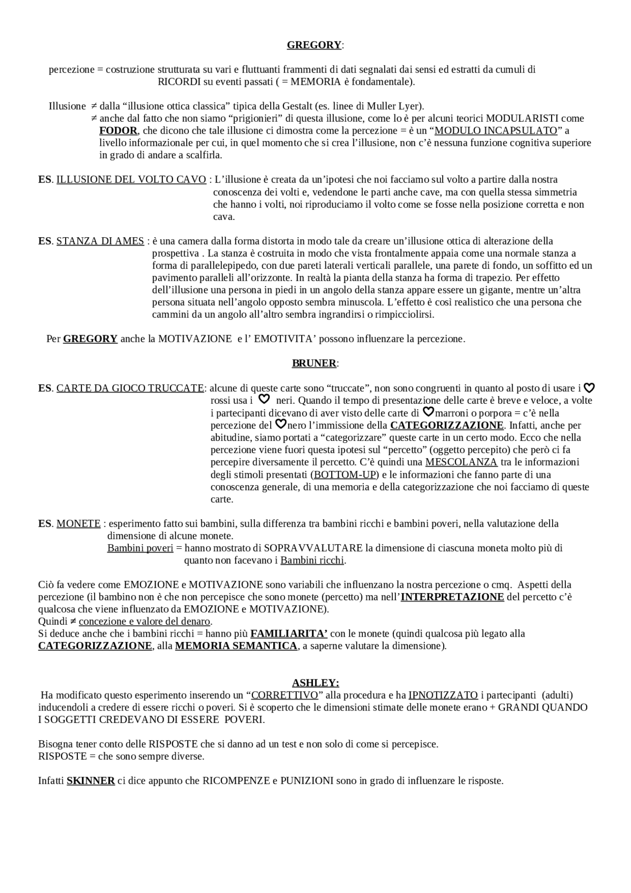 La Percezione E Le Sue Teorie Docsity