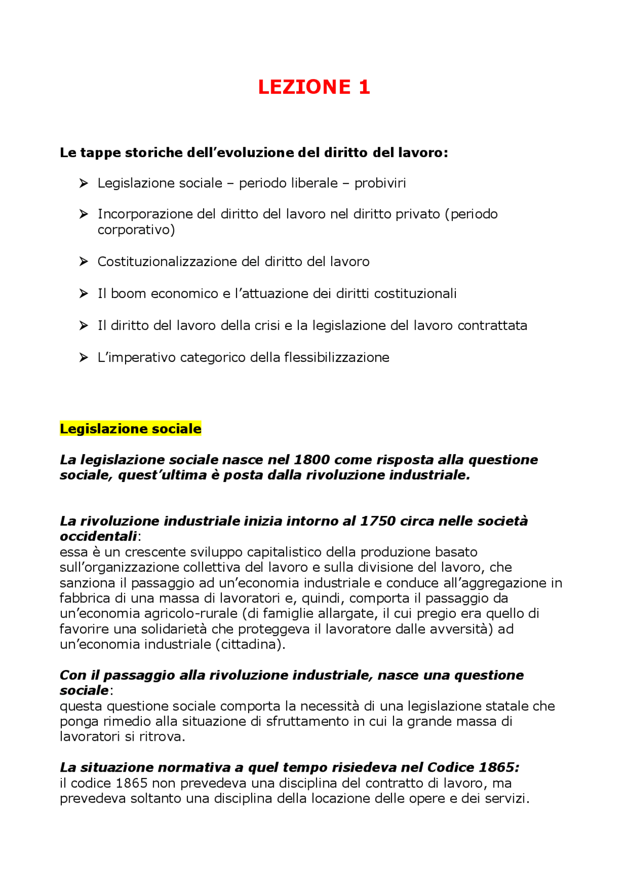 Dispense Di Diritto Del Lavoro Docsity
