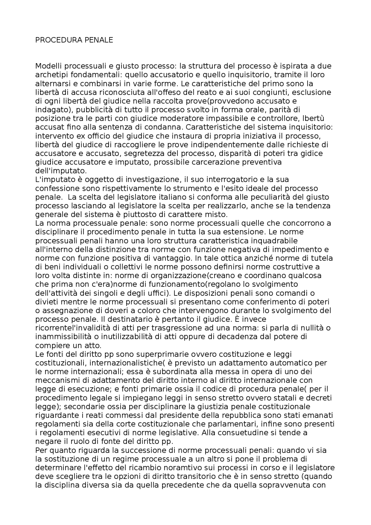Appunti Procedura Penale Docsity