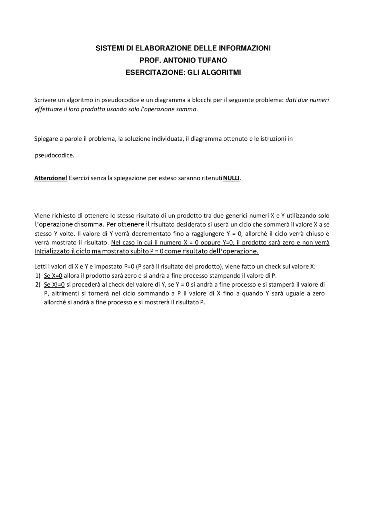 Sistemi Di Elaborazione Delle Informazioni Esercitazione Algoritmi3