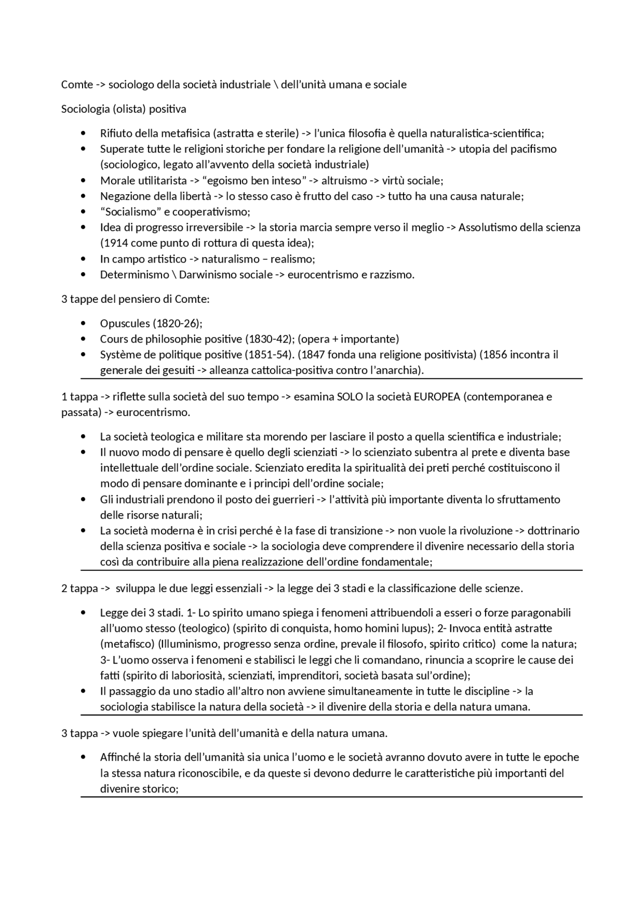 Riassunto Vari Sociologi Punti Salienti Docsity