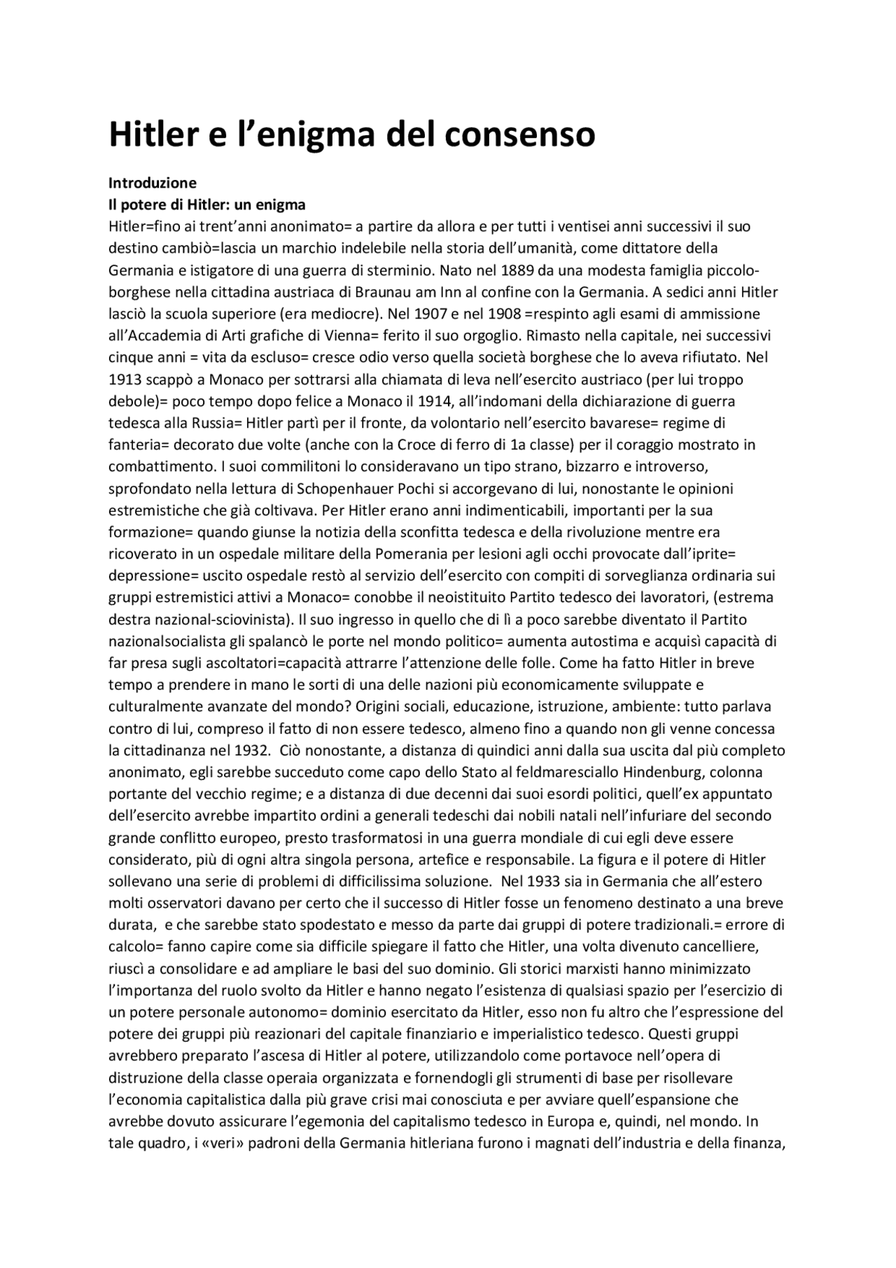 Hitler E Lenigma Del Consenso Docsity