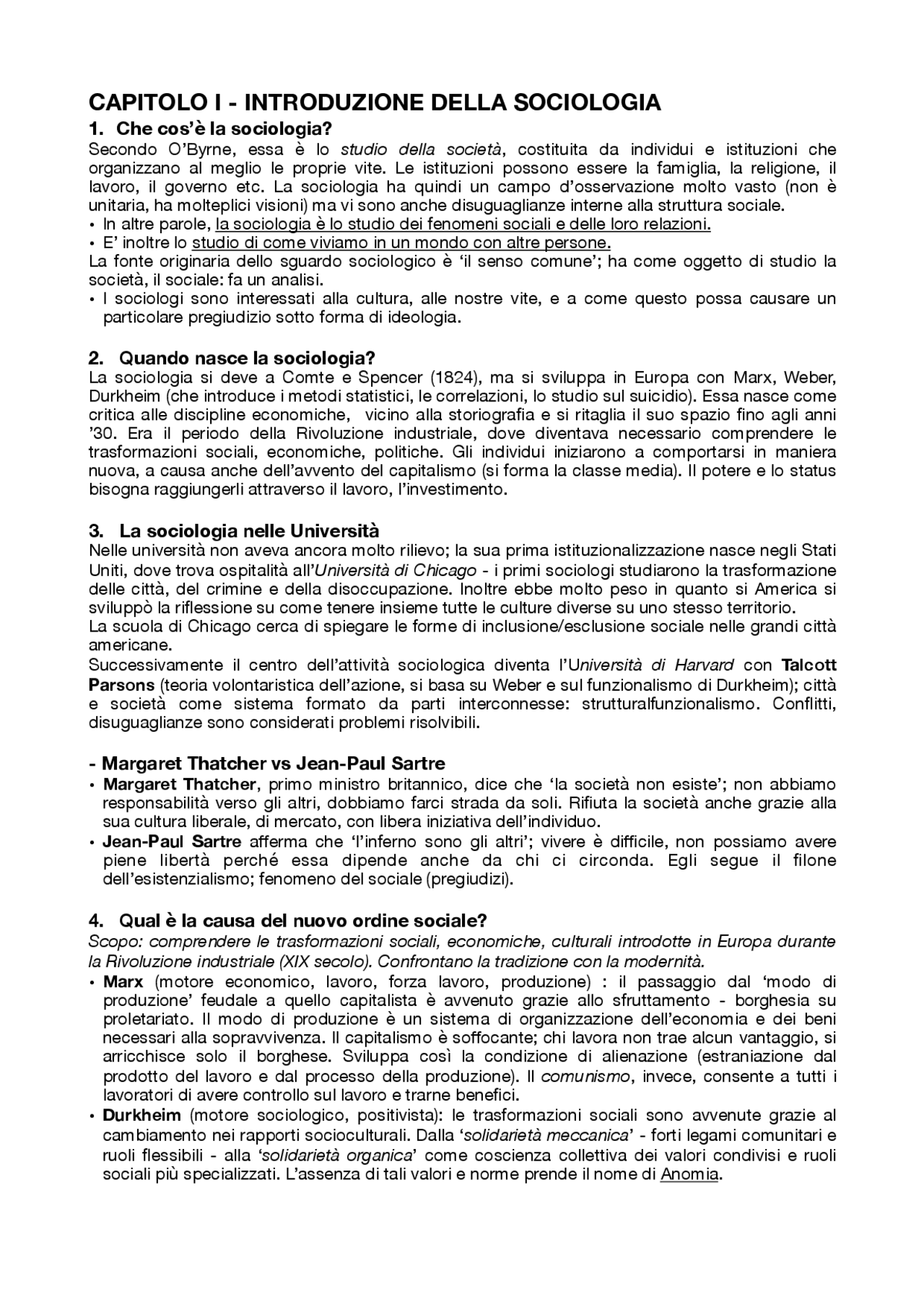 Sociologia Fondamenti E Teorie Obyrne Docsity