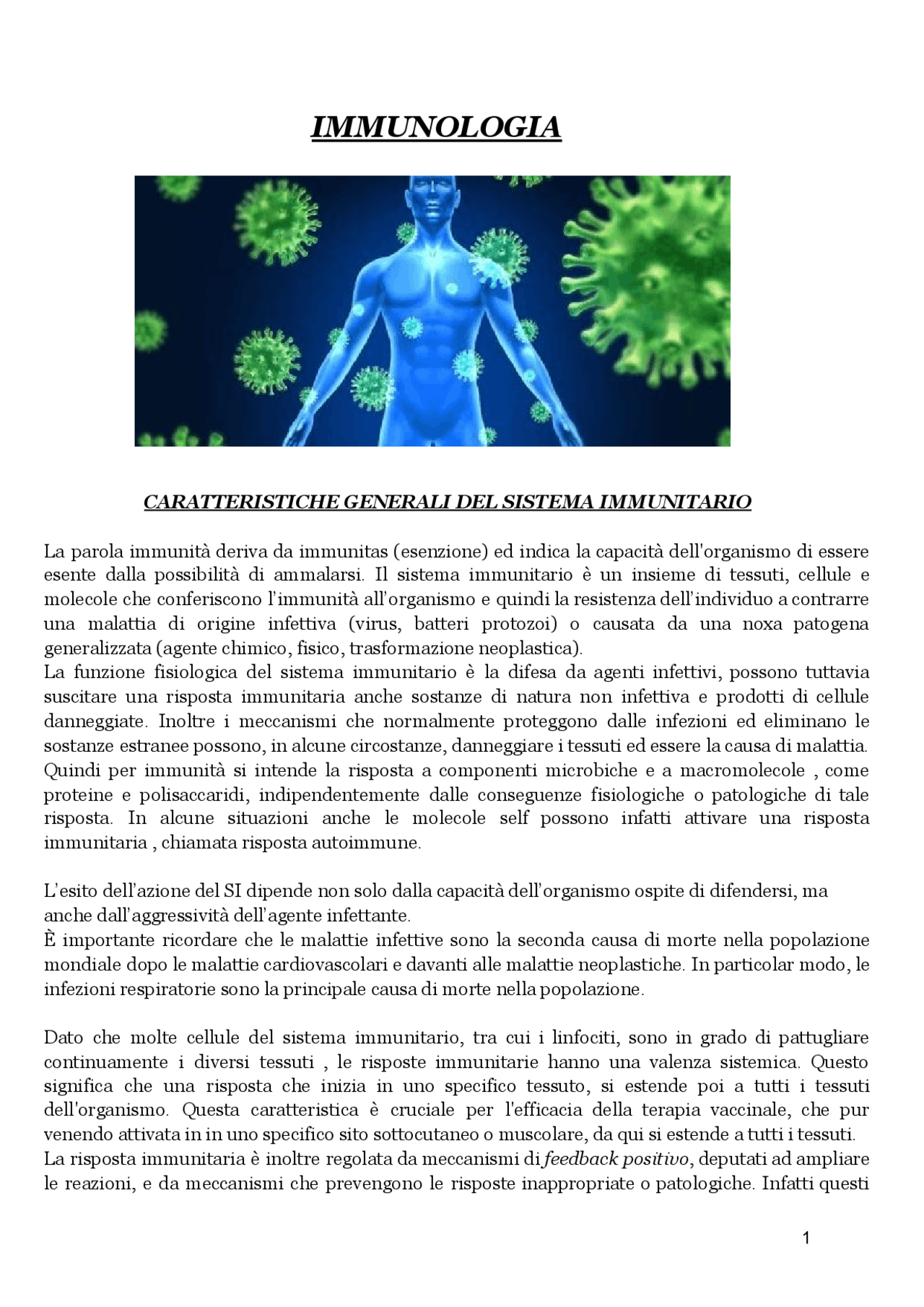 IMMUNOLOGIA RIASSUNTO - Docsity