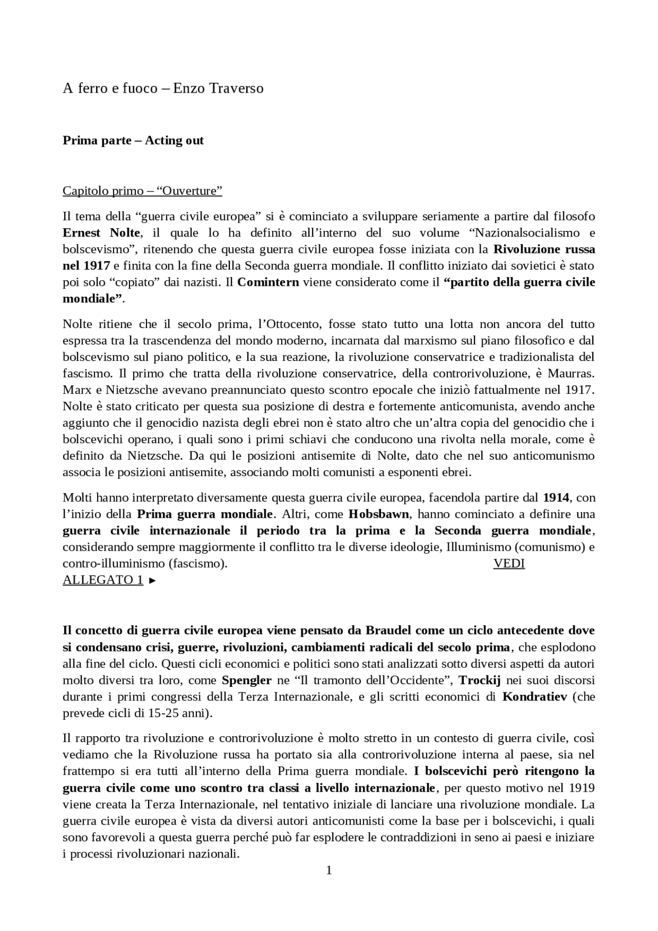 A Ferro E Fuoco Enzo Traverso Sintesi Del Corso Di Storia Docsity