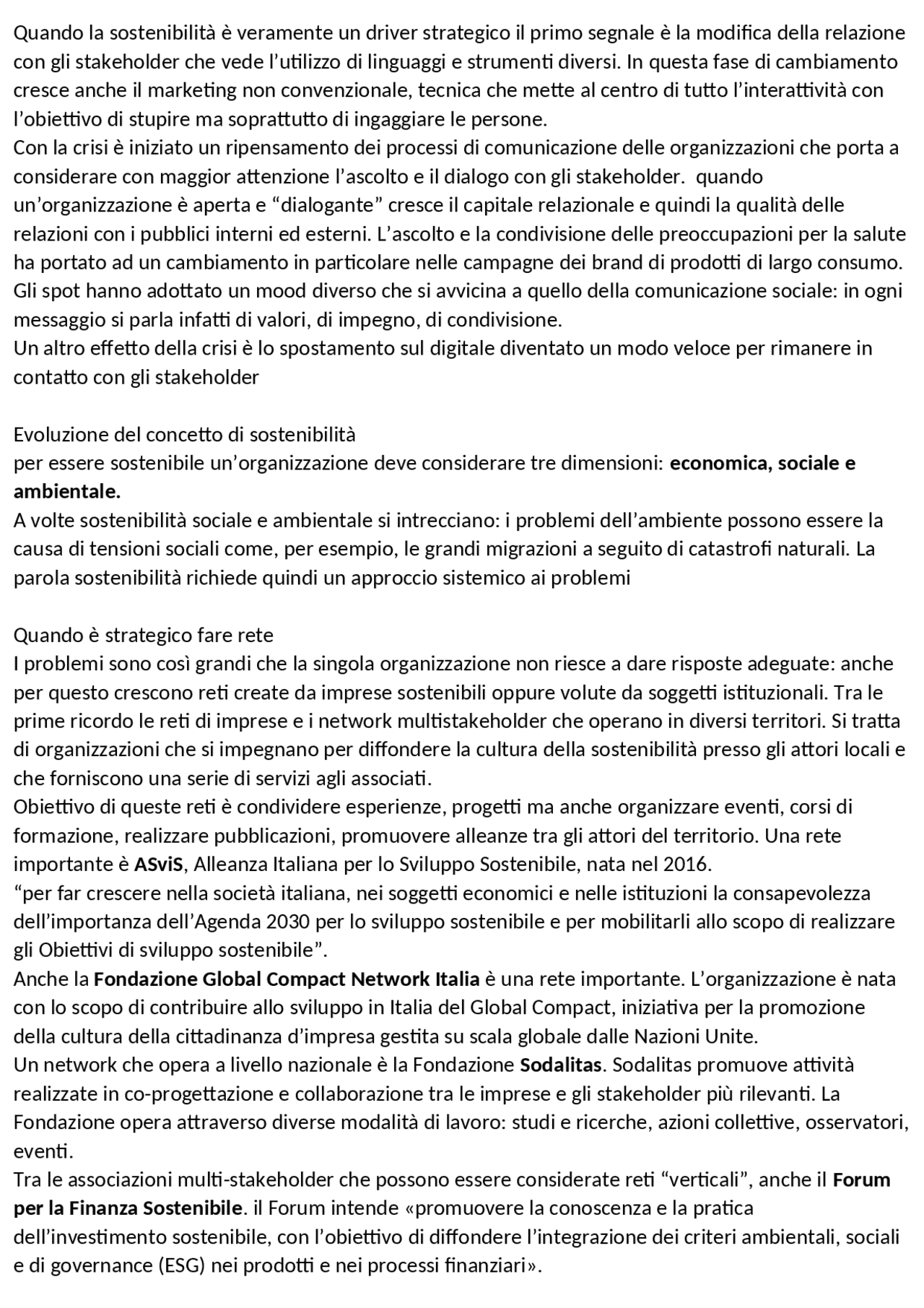 Sostenibilità E Comunicazione Non Convenzionale Sobrero Riassunto 2021