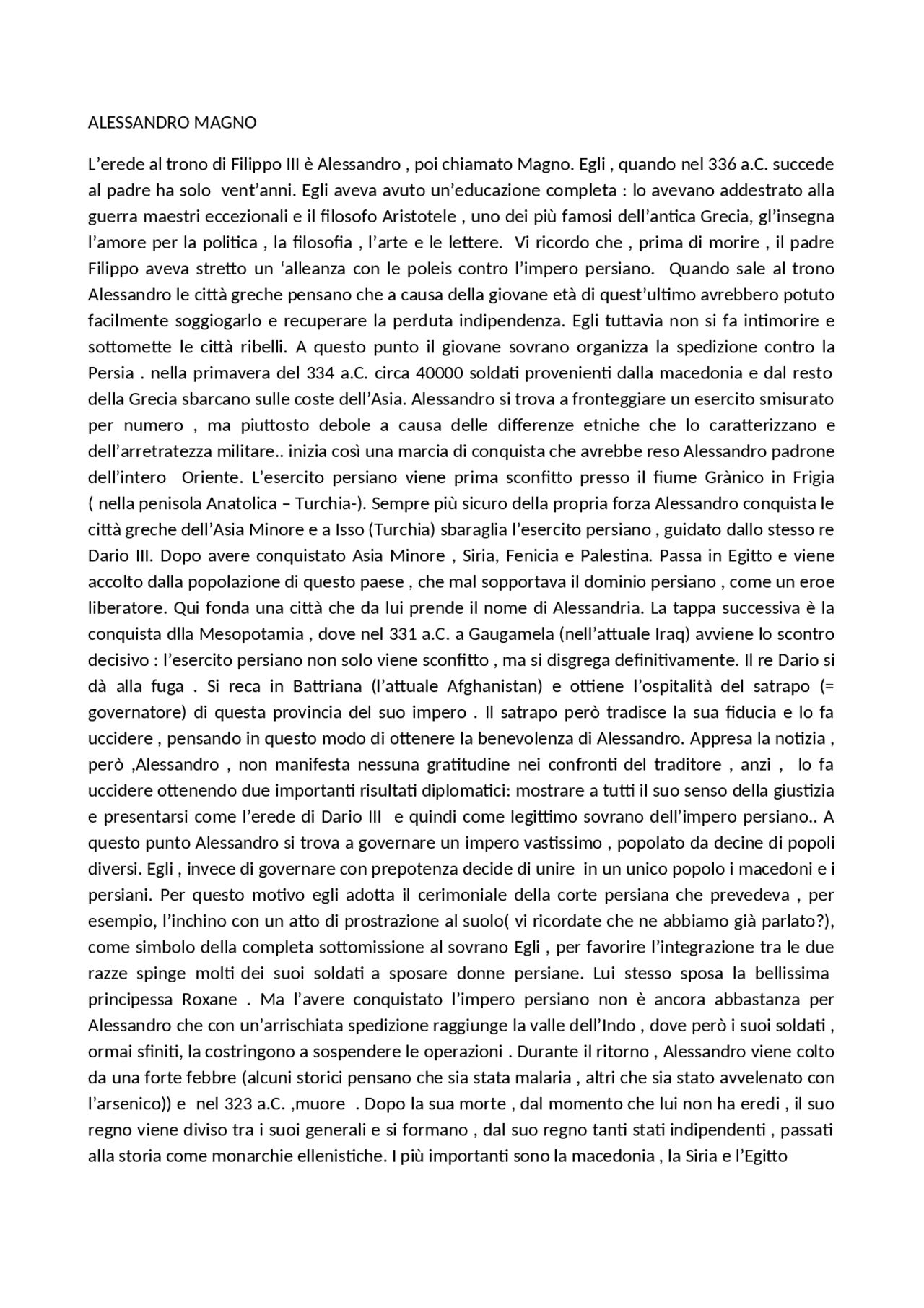 Alessandro Magno Appunti Docsity
