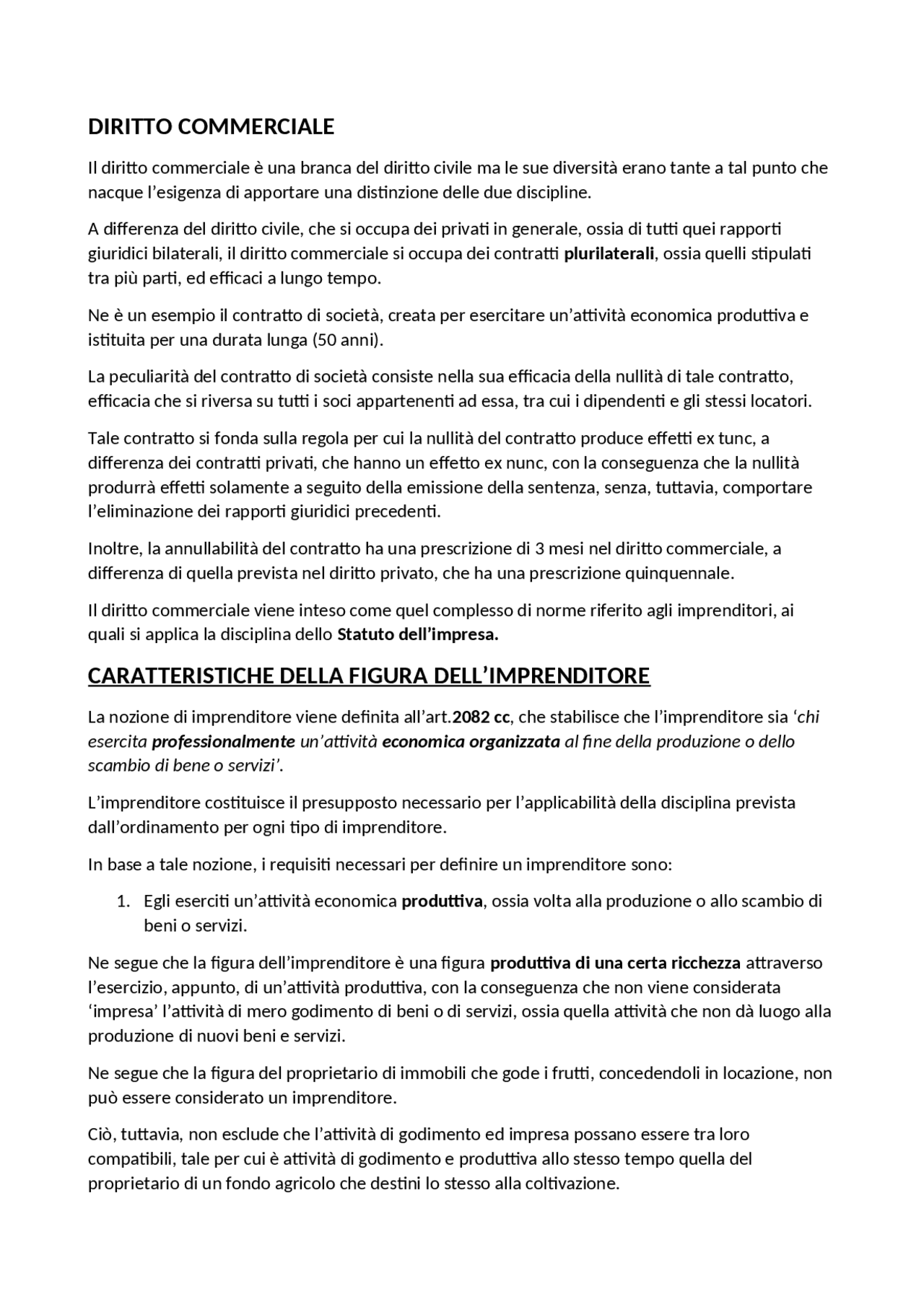 Diritto Commerciale Docsity