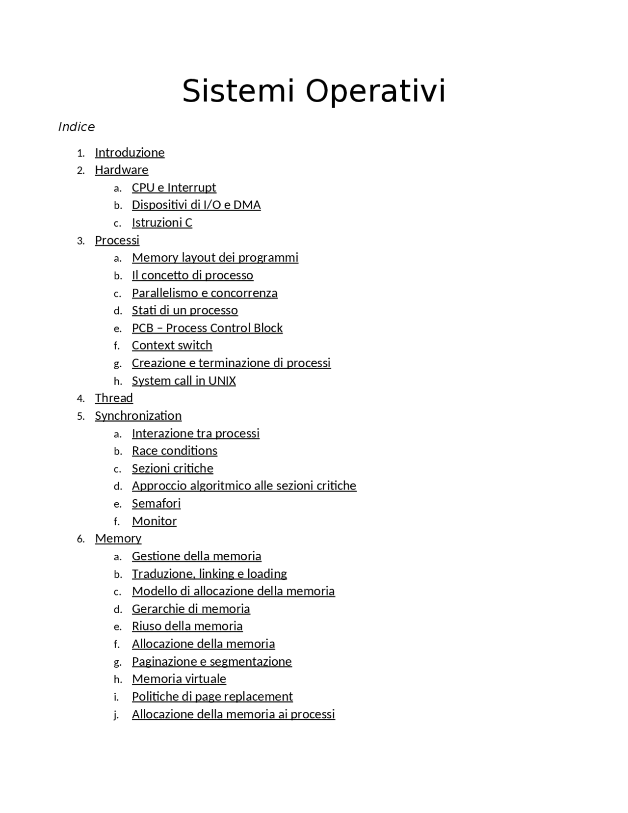 Os Sistemi Operativi Docsity