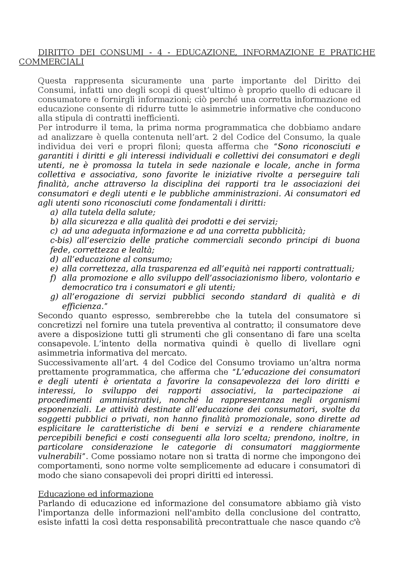 Pratiche Commerciali Appunti Di Diritto Dei Consumatori Docsity