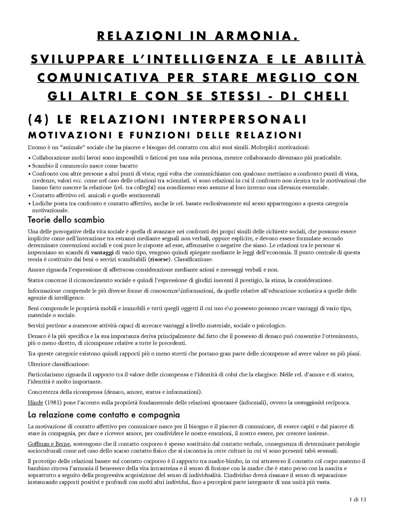 Riassunto Libro Relazioni In Armonia Cap 4 5 6 7 Docsity