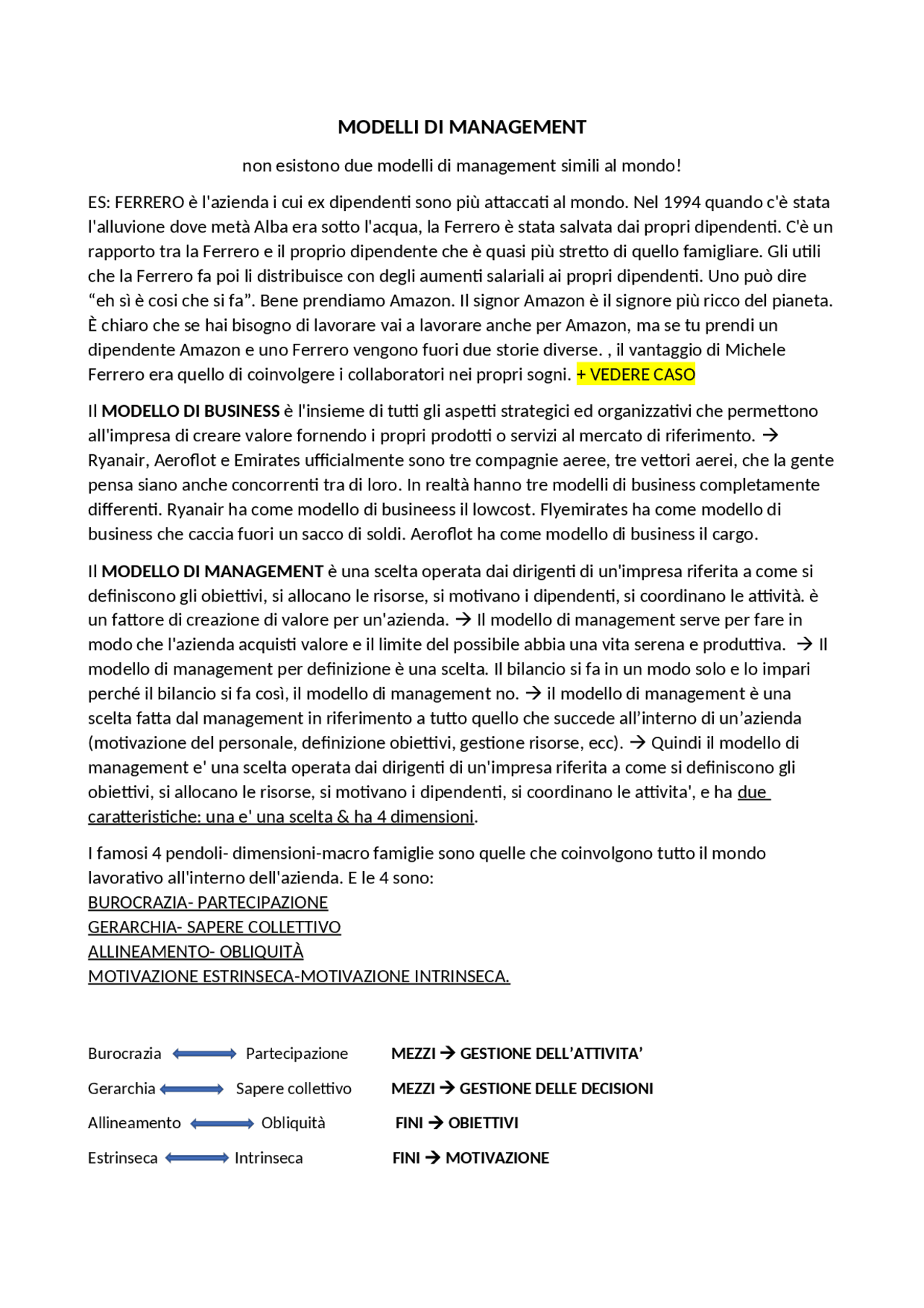 Appunti Modelli Di Management Docsity