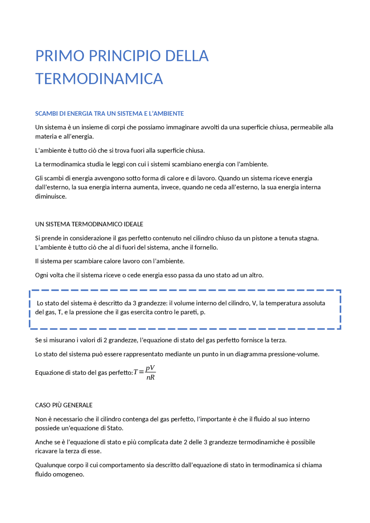 Primo Principio Della Termodinamica Docsity