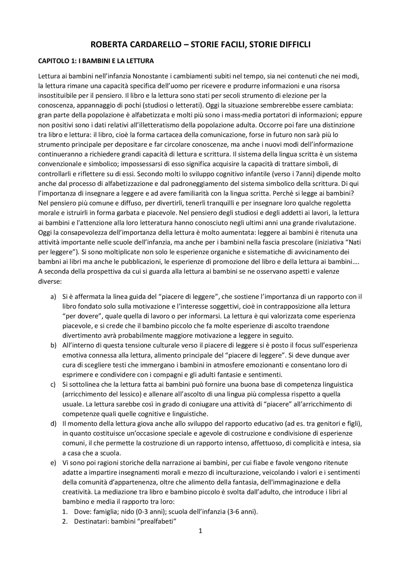 Roberta Cardarello Storie Facili Storie Difficili Docsity