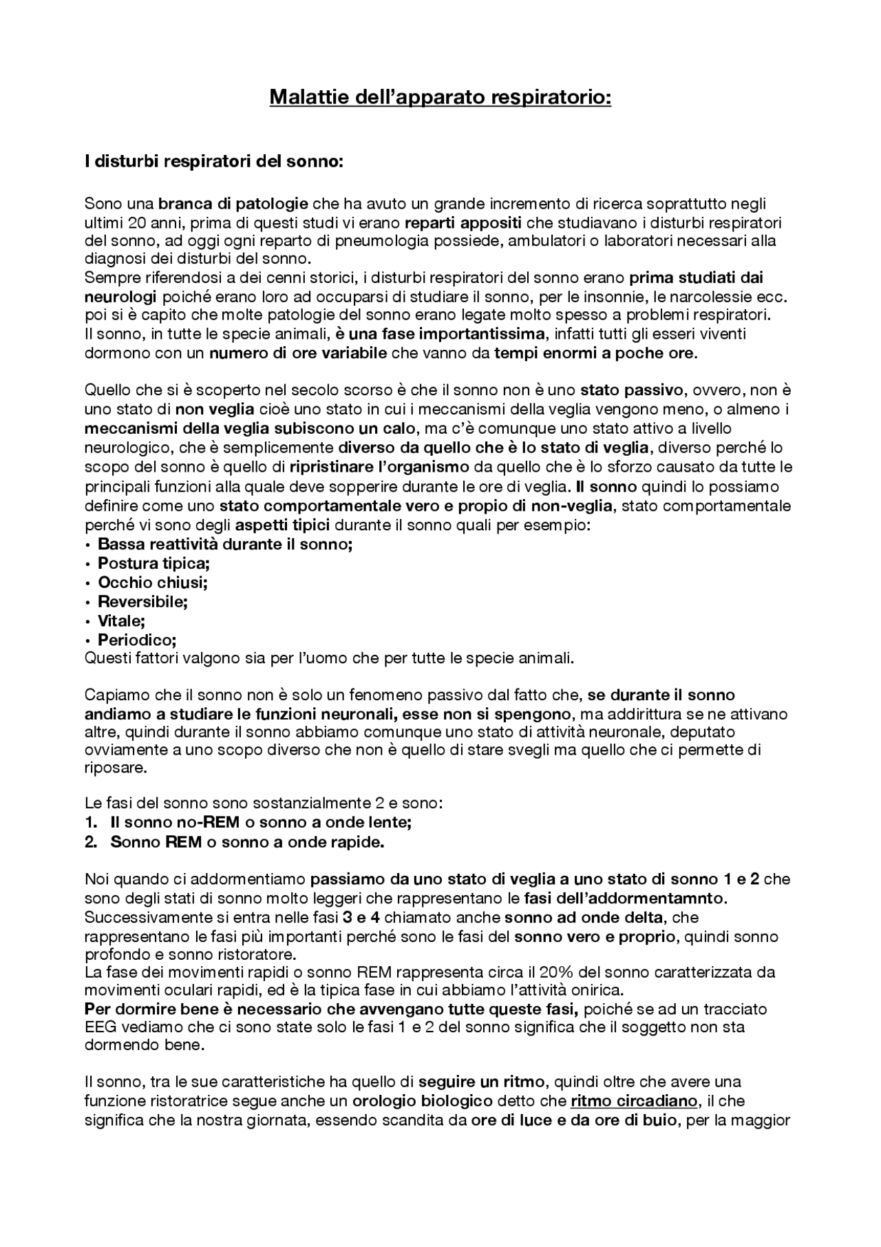 I Disturbi Respiratori Del Sonno Docsity