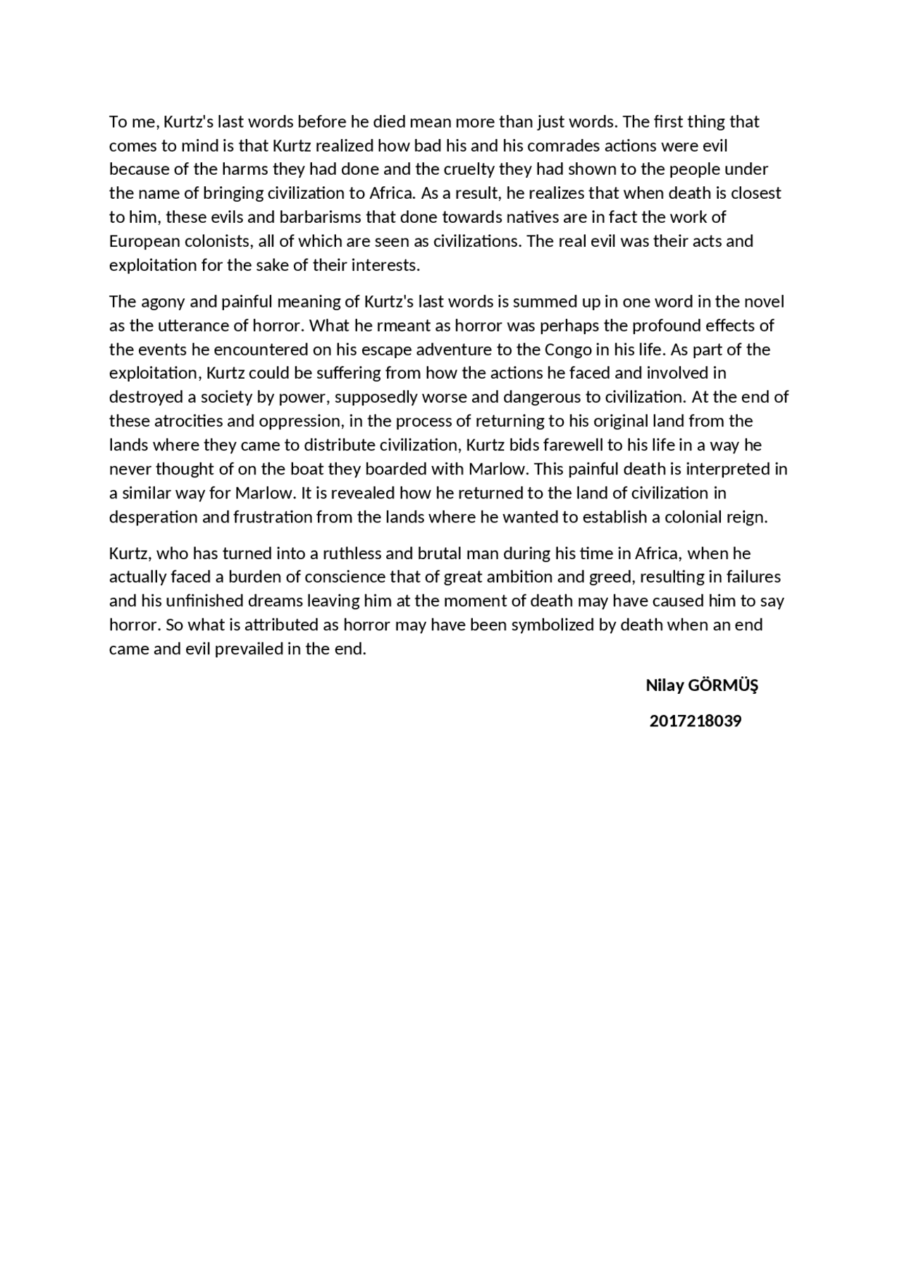 Heart Of Darkness Interpretation | Study notes Literary Analysis - Docsity