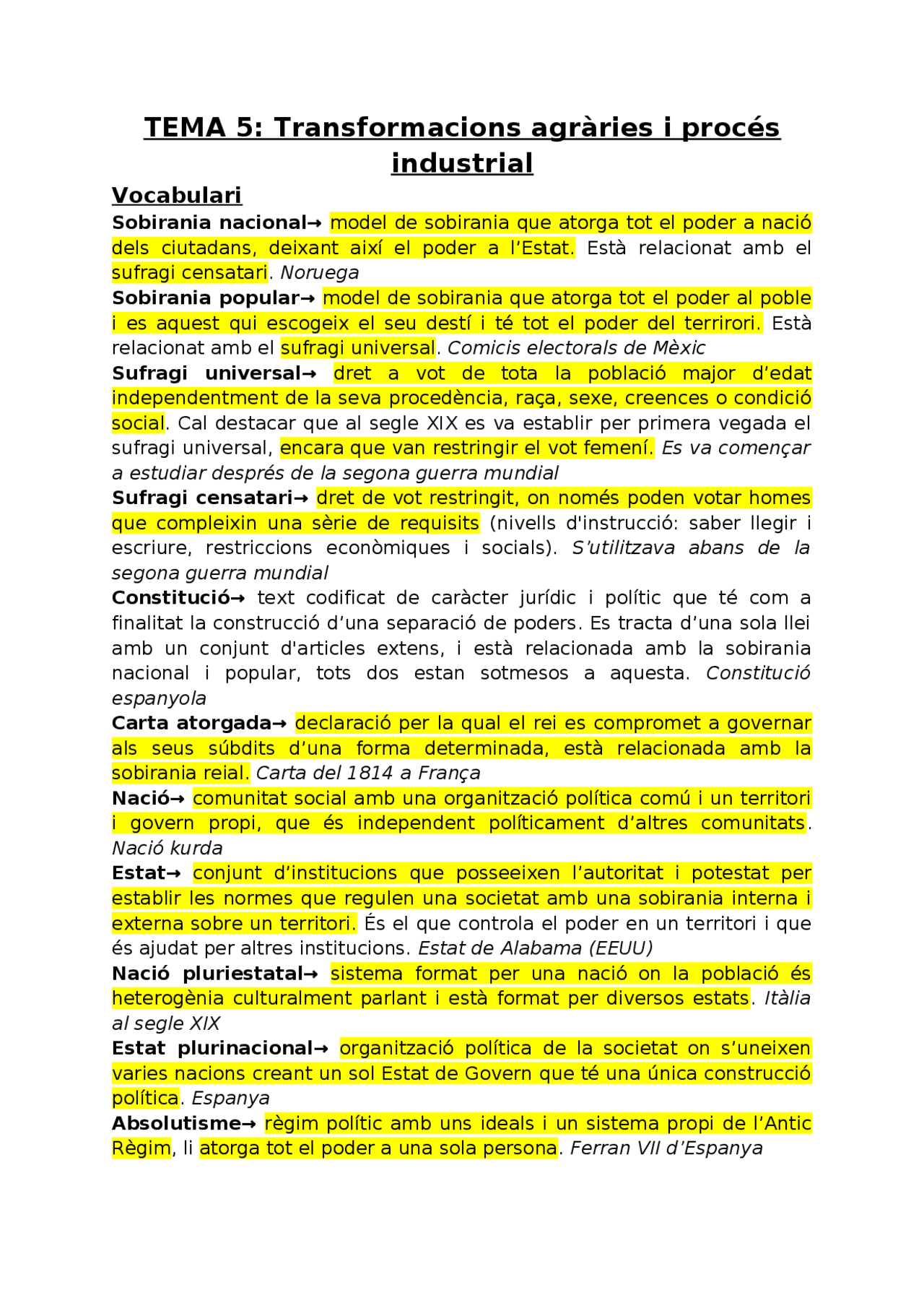 RESUMEN TEMA 5 HISTORIA DE ESPAÑA - Docsity