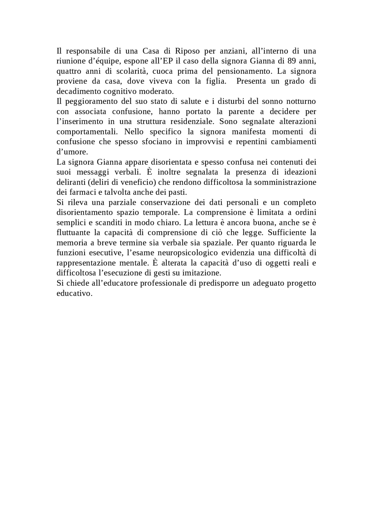 Esercizio Di Metodologie Educative Docsity