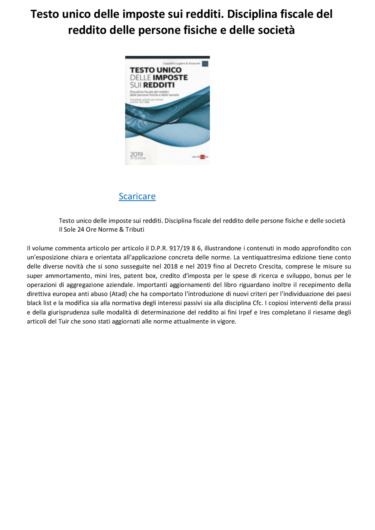 Testo Unico Imposte Sui Redditi Docsity