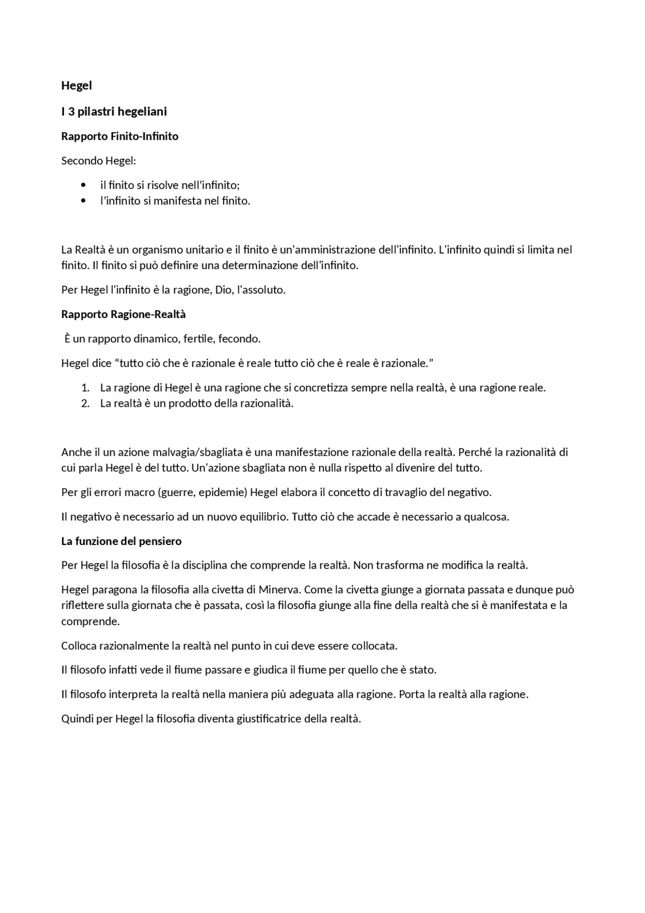 Hegel Appunti Filosofia Docsity