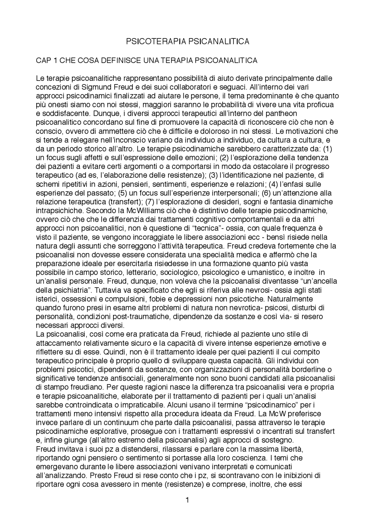 Psicoterapia psicoanalitica di Nancy MCWilliams | Sbobinature di ...