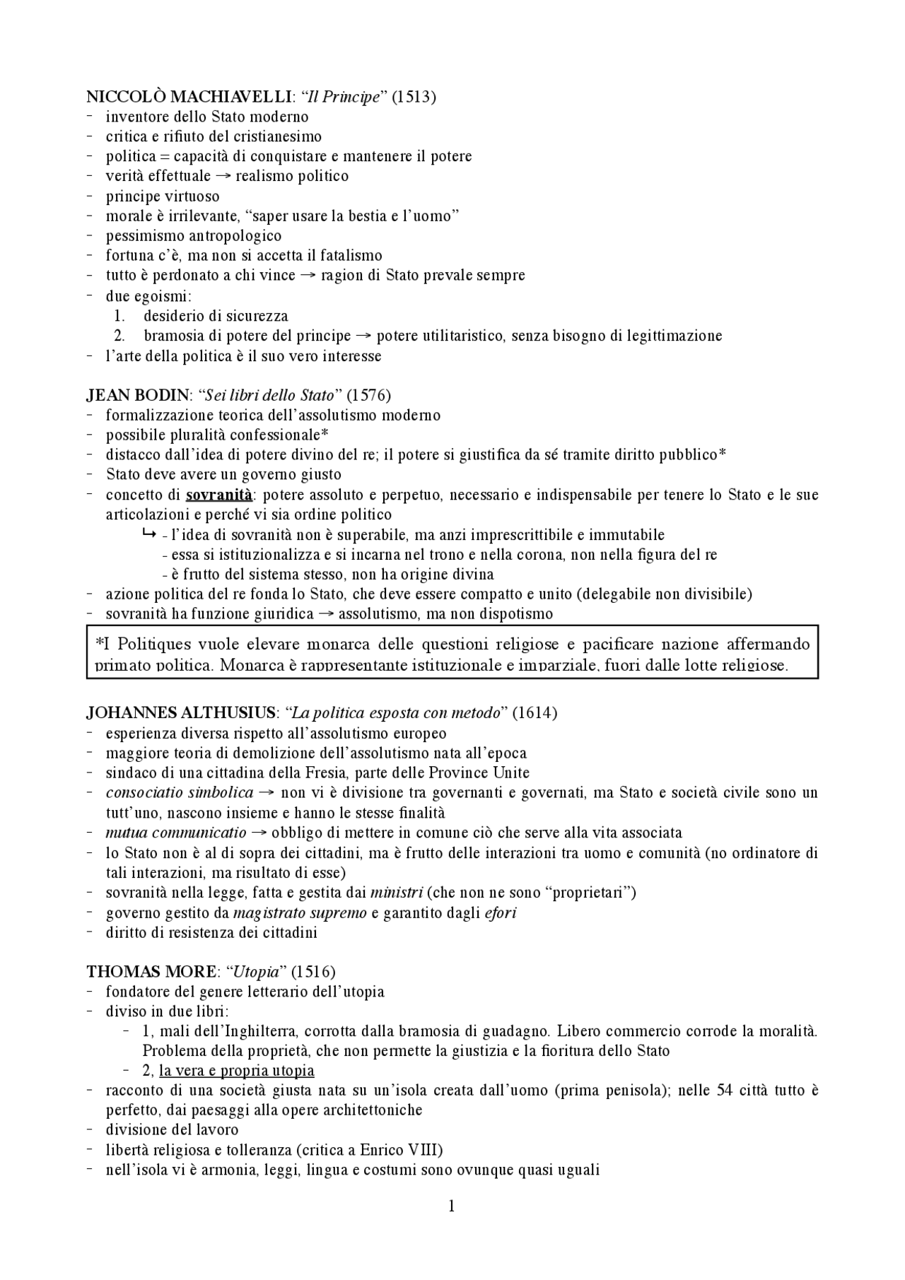 Storia Delle Dottrine Politiche Schema Per Ripassare Docsity