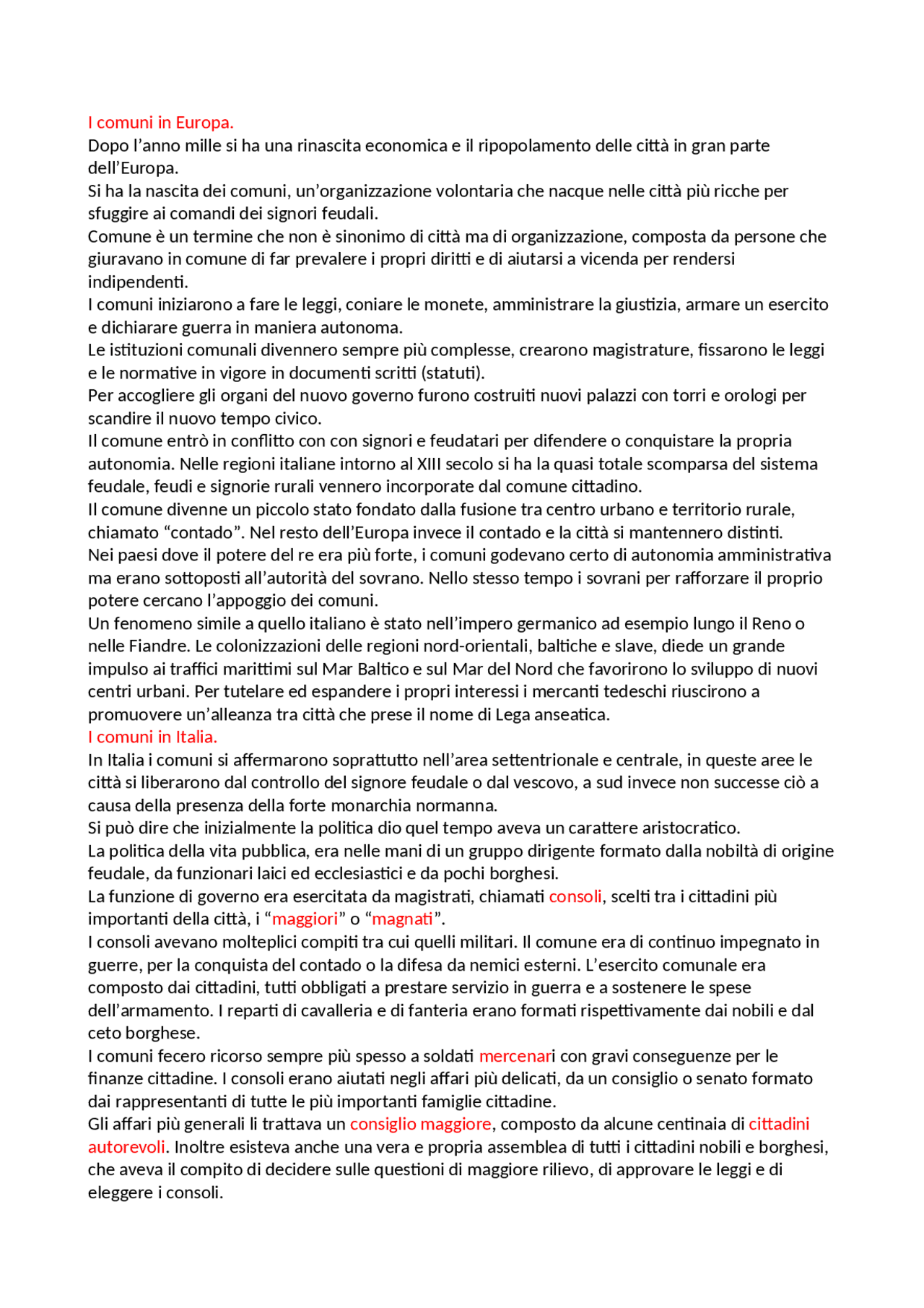 La Nascita Dei Comuni Docsity