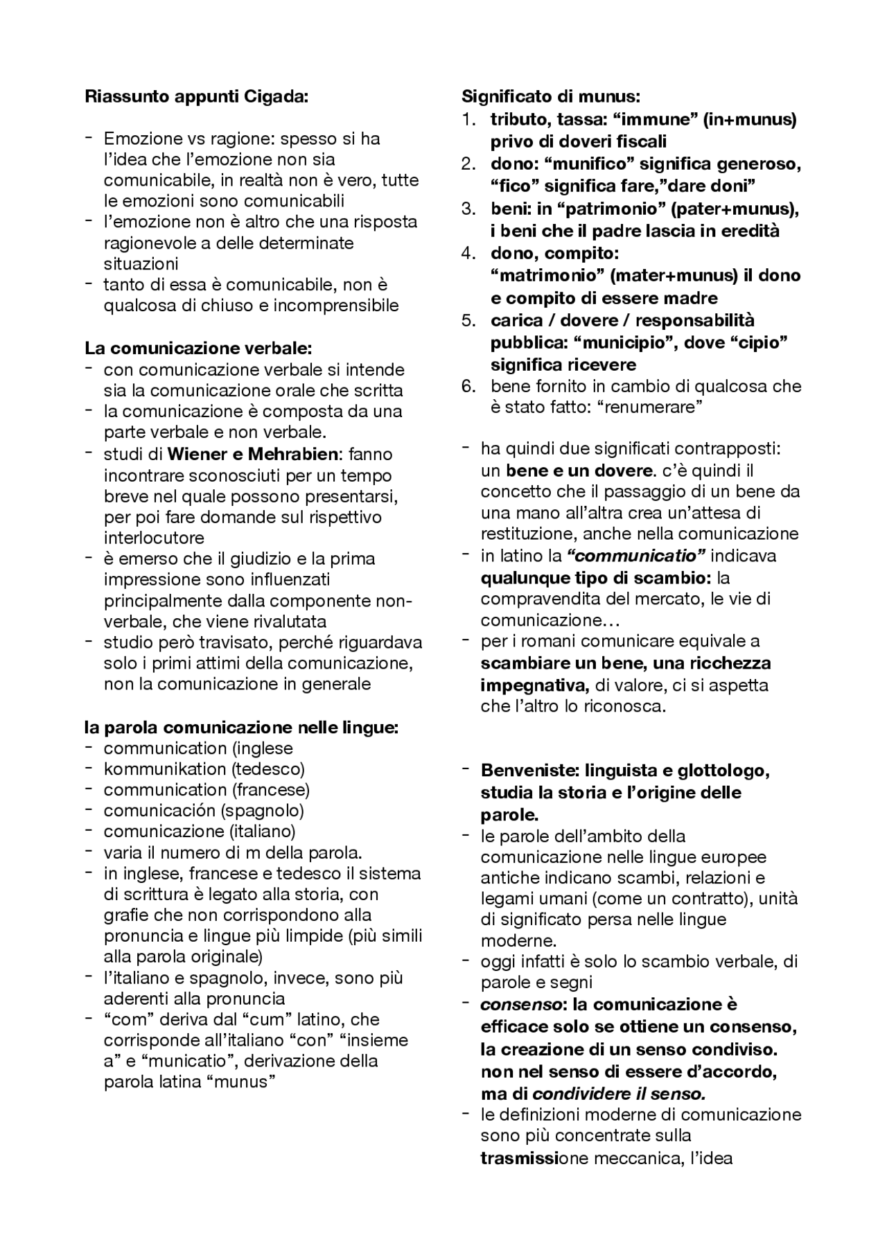 Cigada Linguistica Generale Riassunto Primo Semestre Docsity