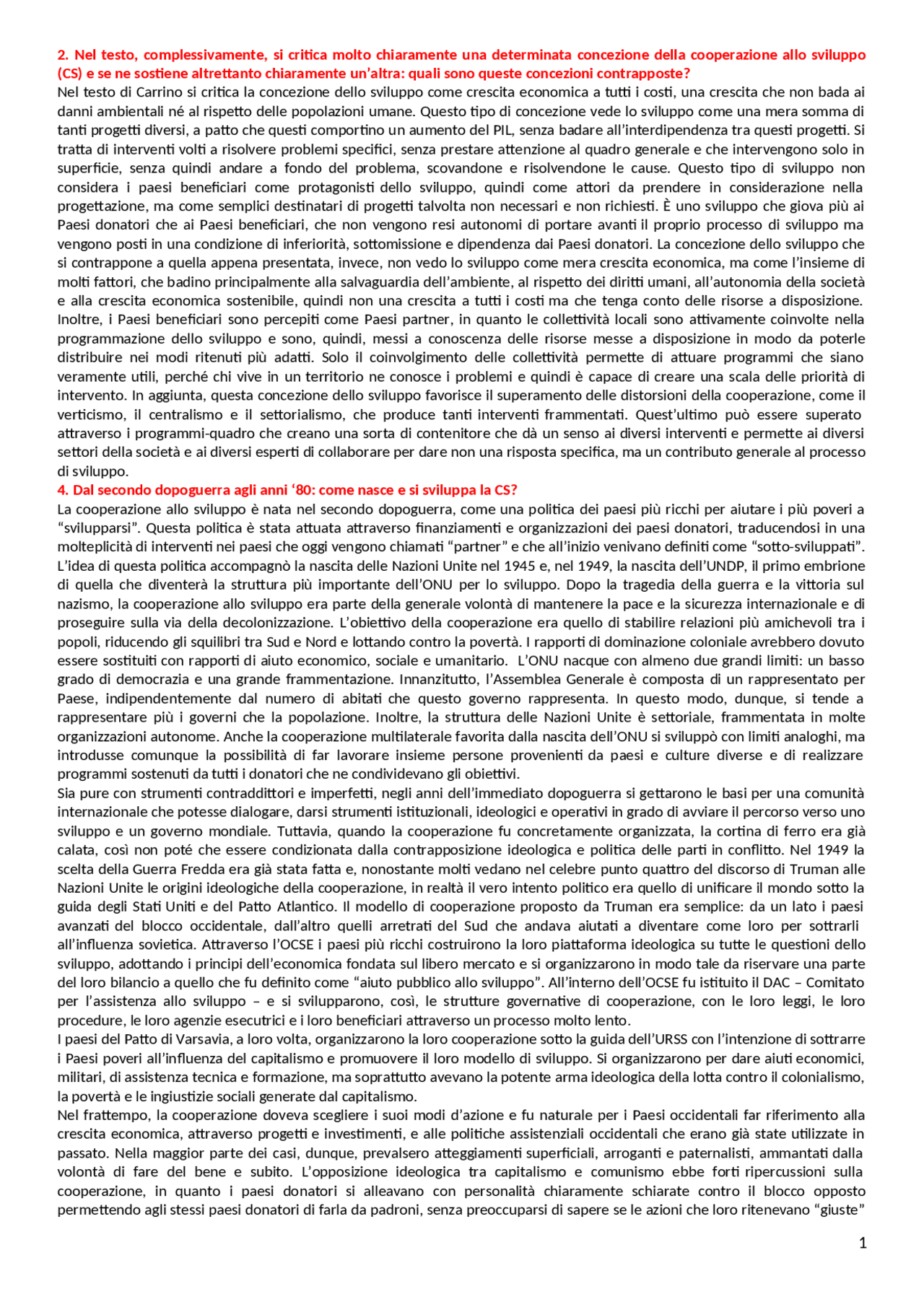 Domande E Risposte Esame Sociologia Dello Sviluppo Docsity