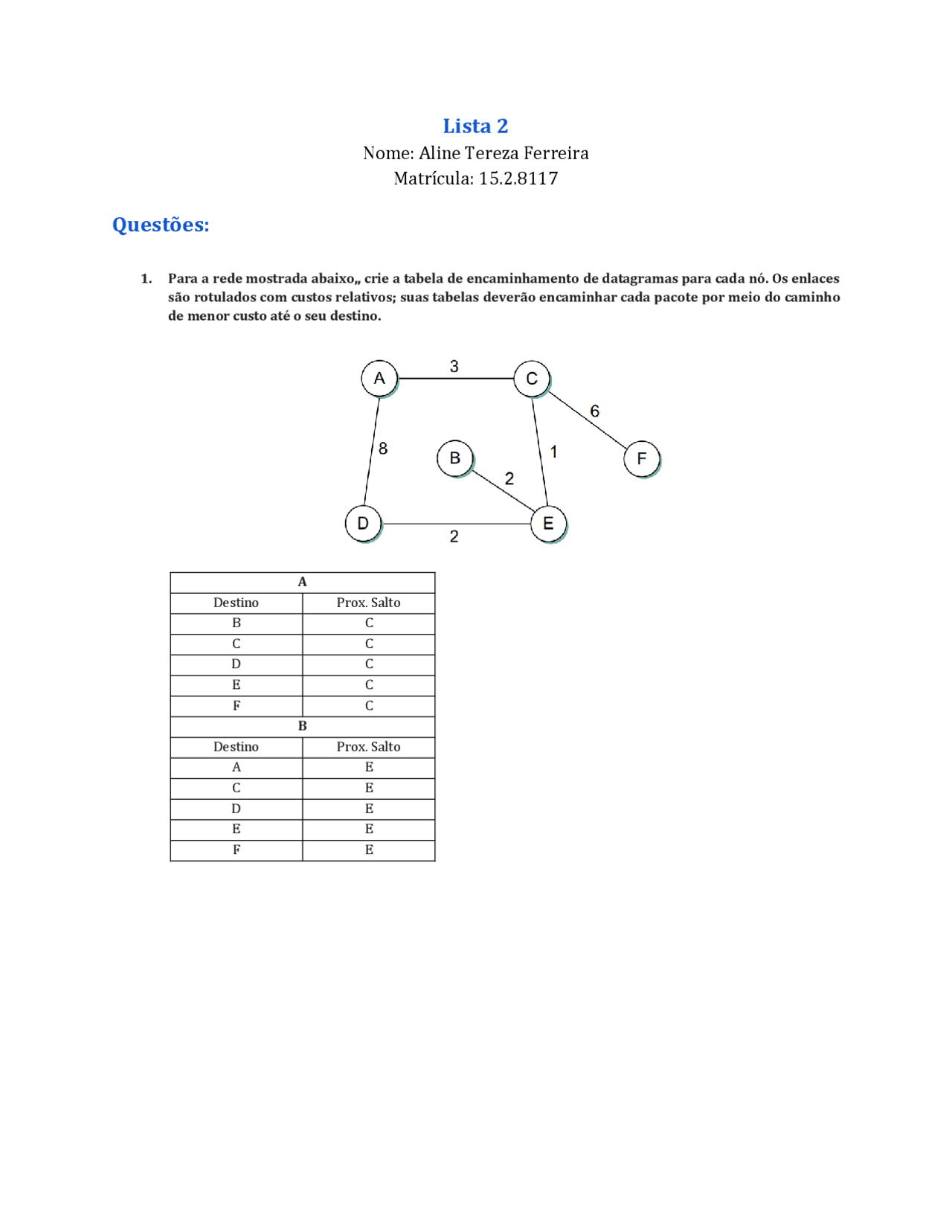 Lista De Redes De Computadores Exercícios Redes De Computadores Docsity