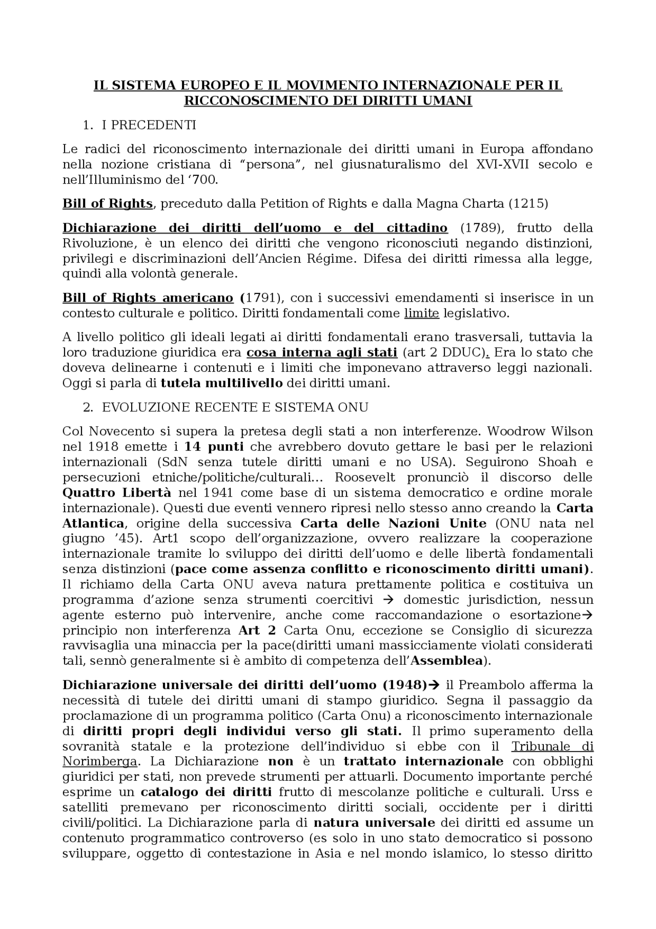 Riassunto Cap 1 6 Manuale Dei Diritti Fondamentali In Europa Docsity