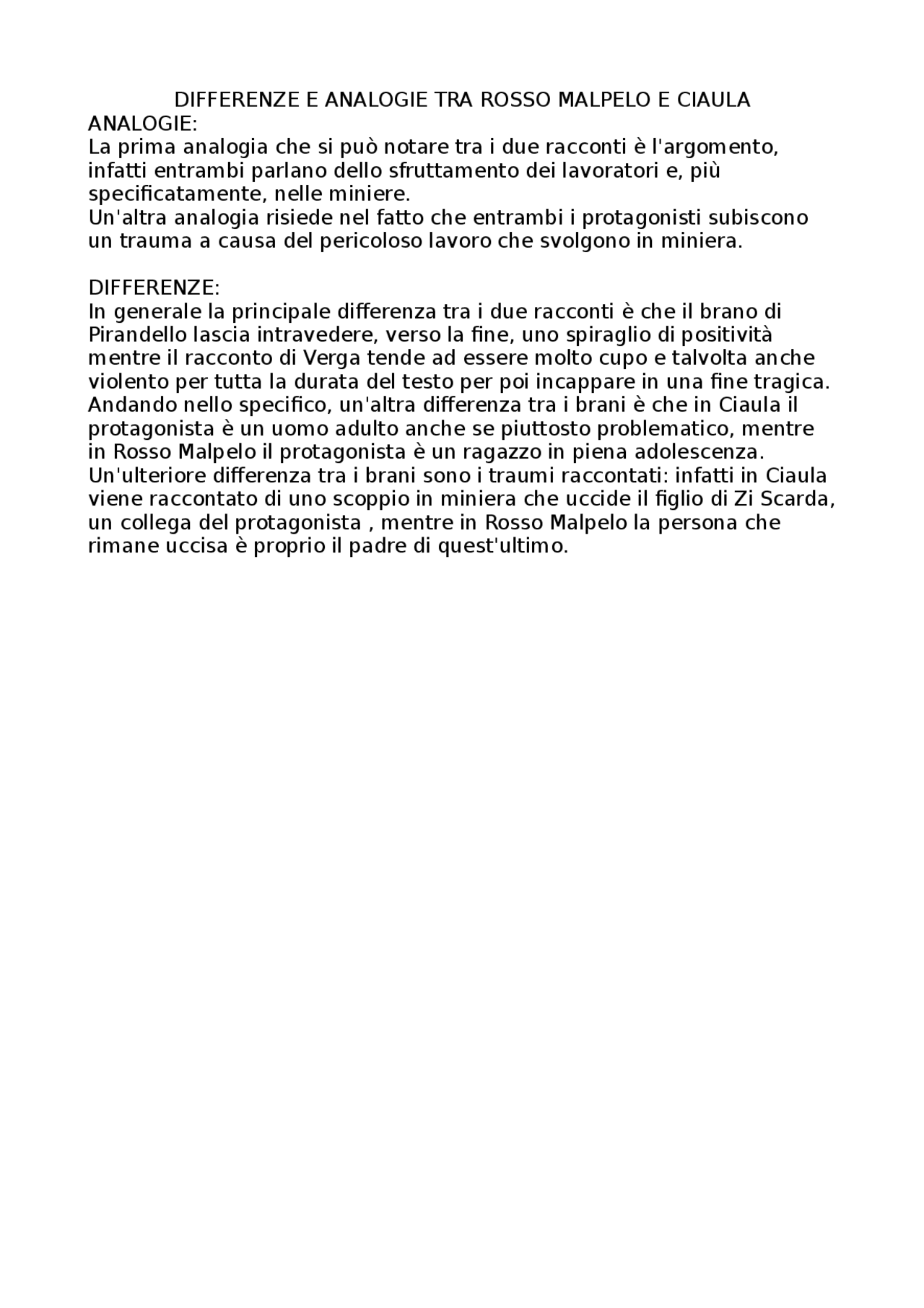 Rosso Malpelo Riassunto Docsity