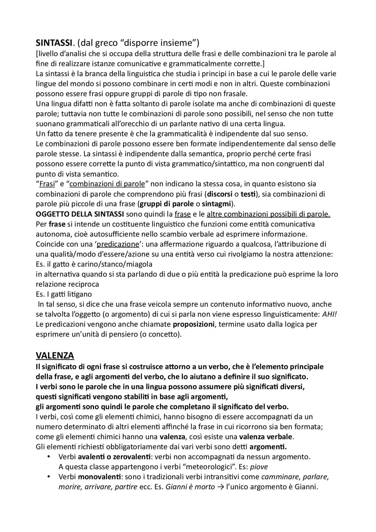 Sintassi Linguistica Generale Sintesi Del Corso Di Linguistica