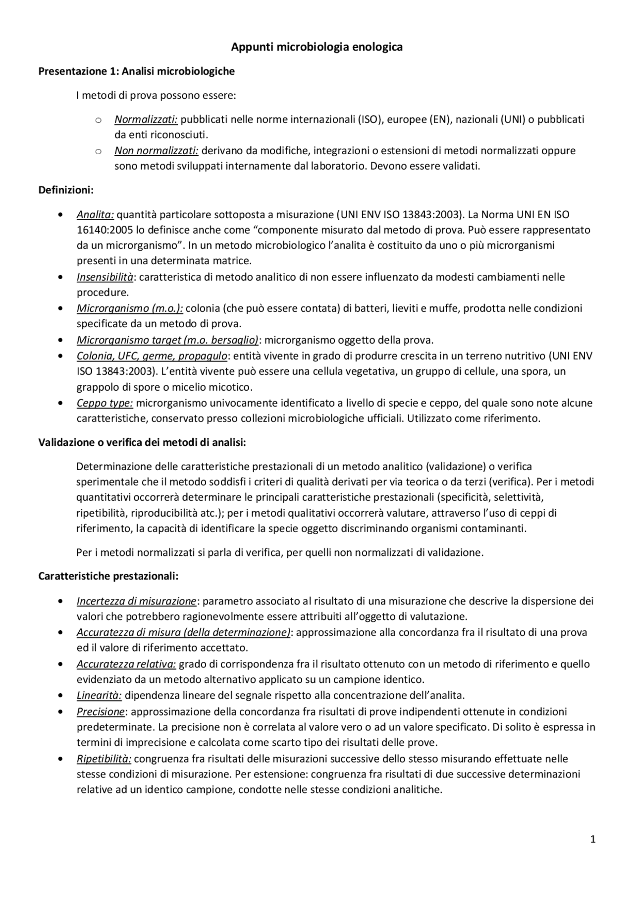 Appunti Microbiologia Enologica Docsity
